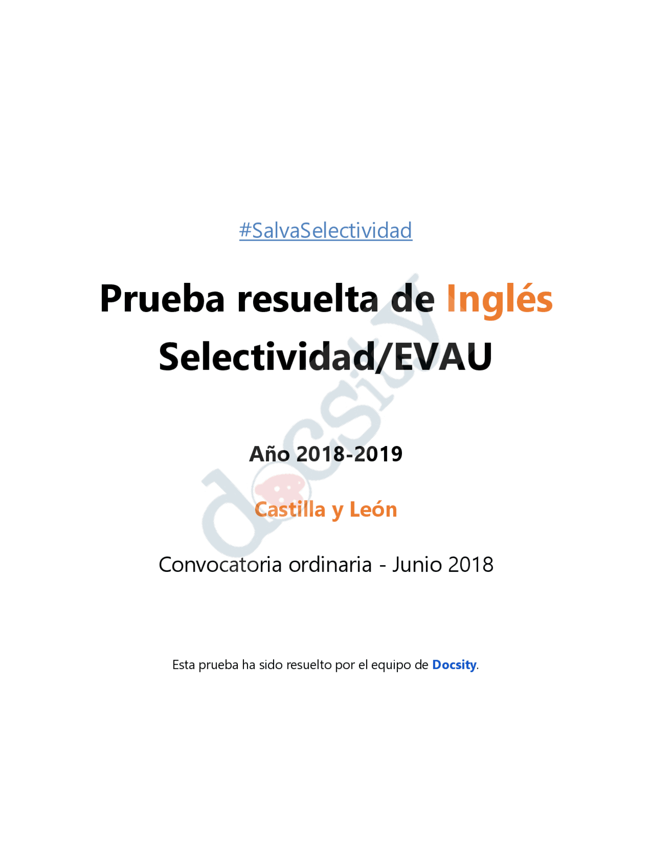 Inglés Prueba Resuelta Selectividad 2018 Madrid Docsity
