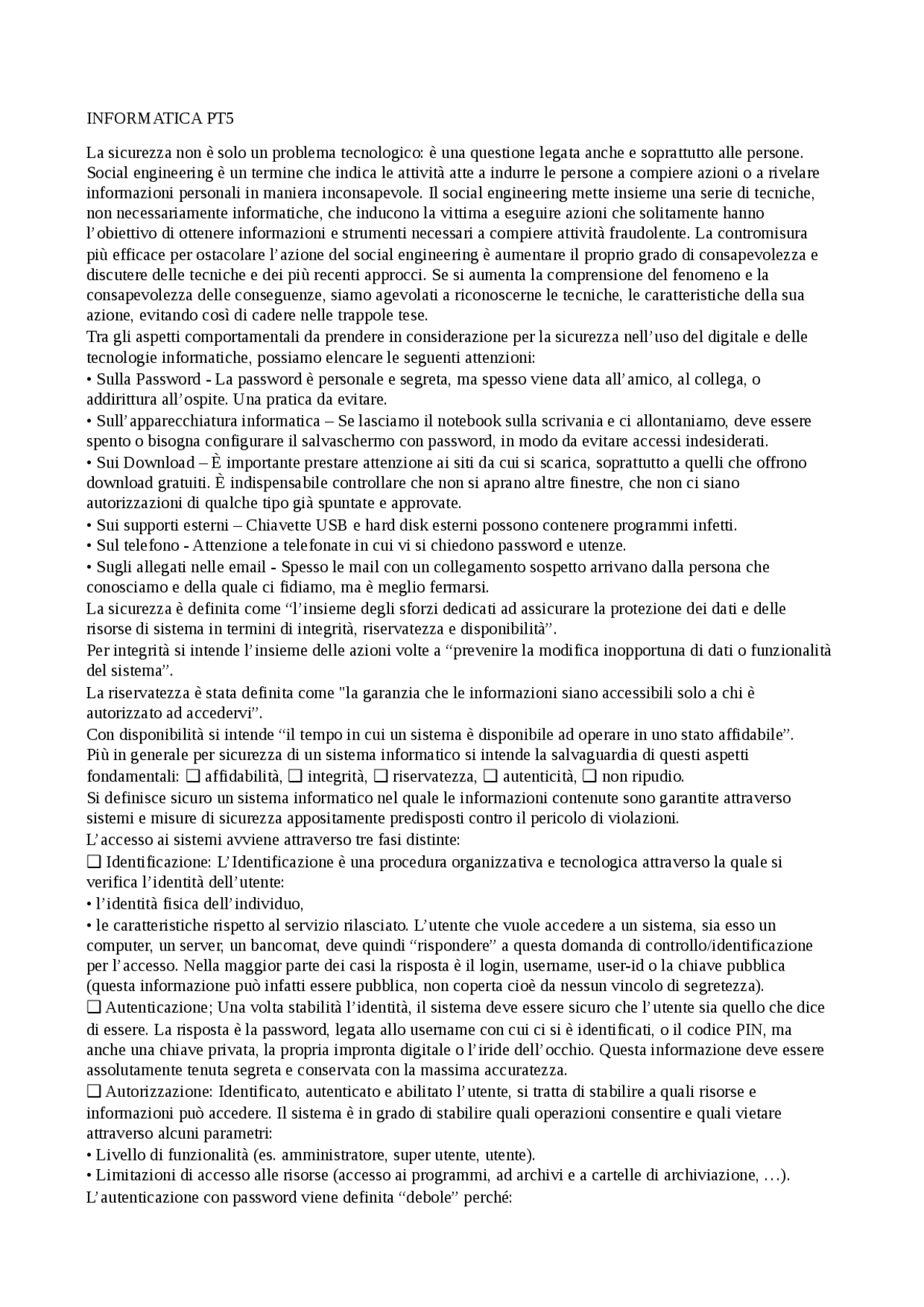 Esame informatica generale - Docsity