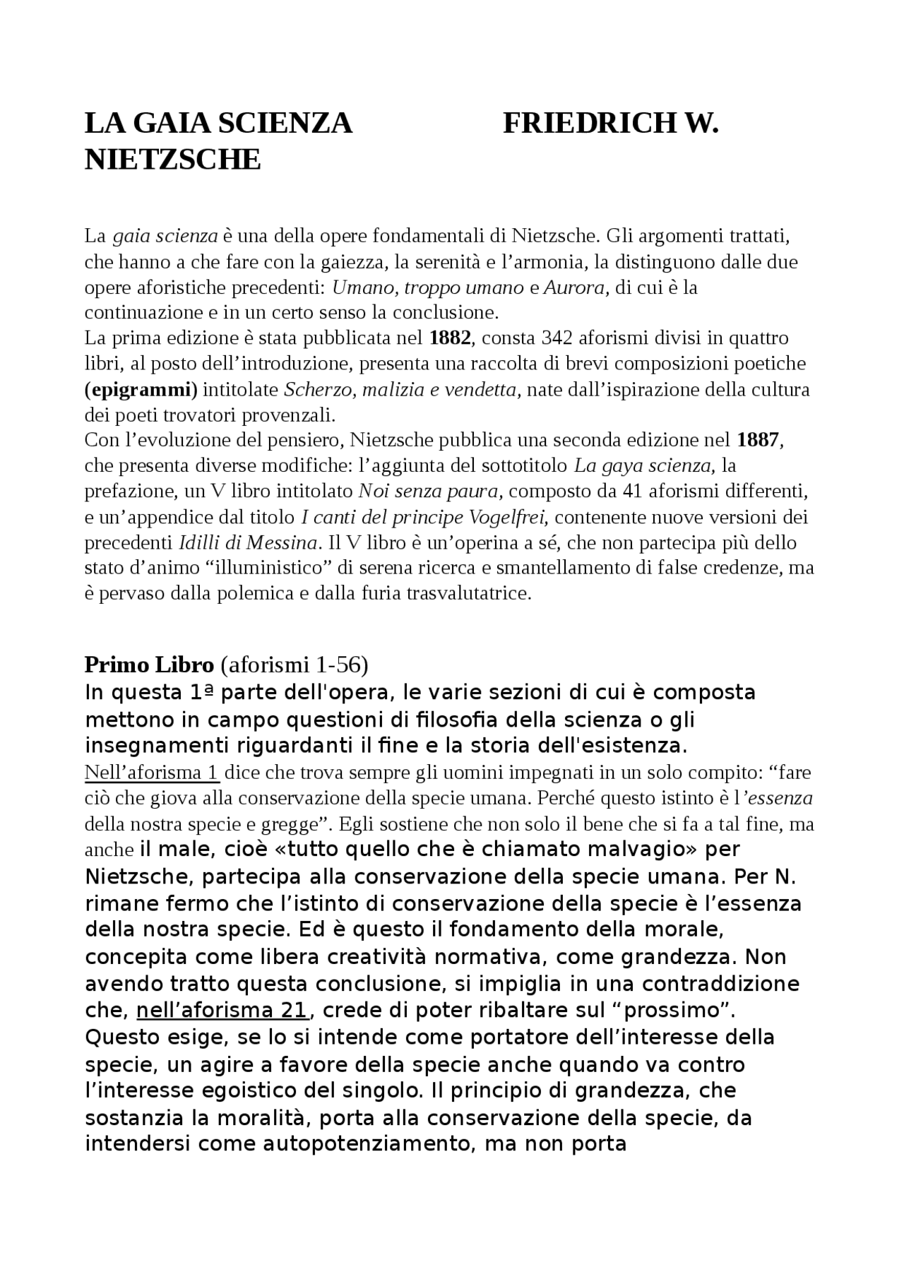 LA GAIA SCIENZA NIETZSCHE - Docsity