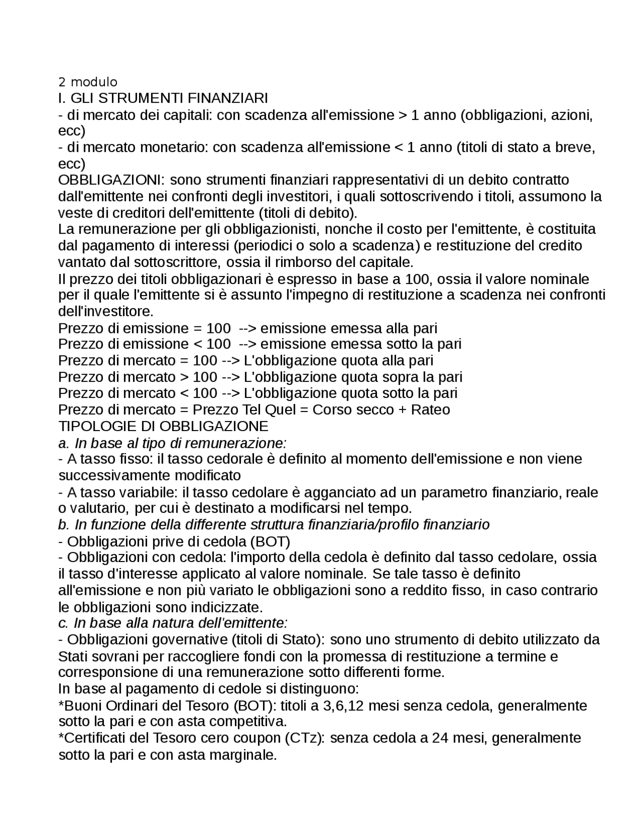 Economia degli intermediari finanziari - Docsity