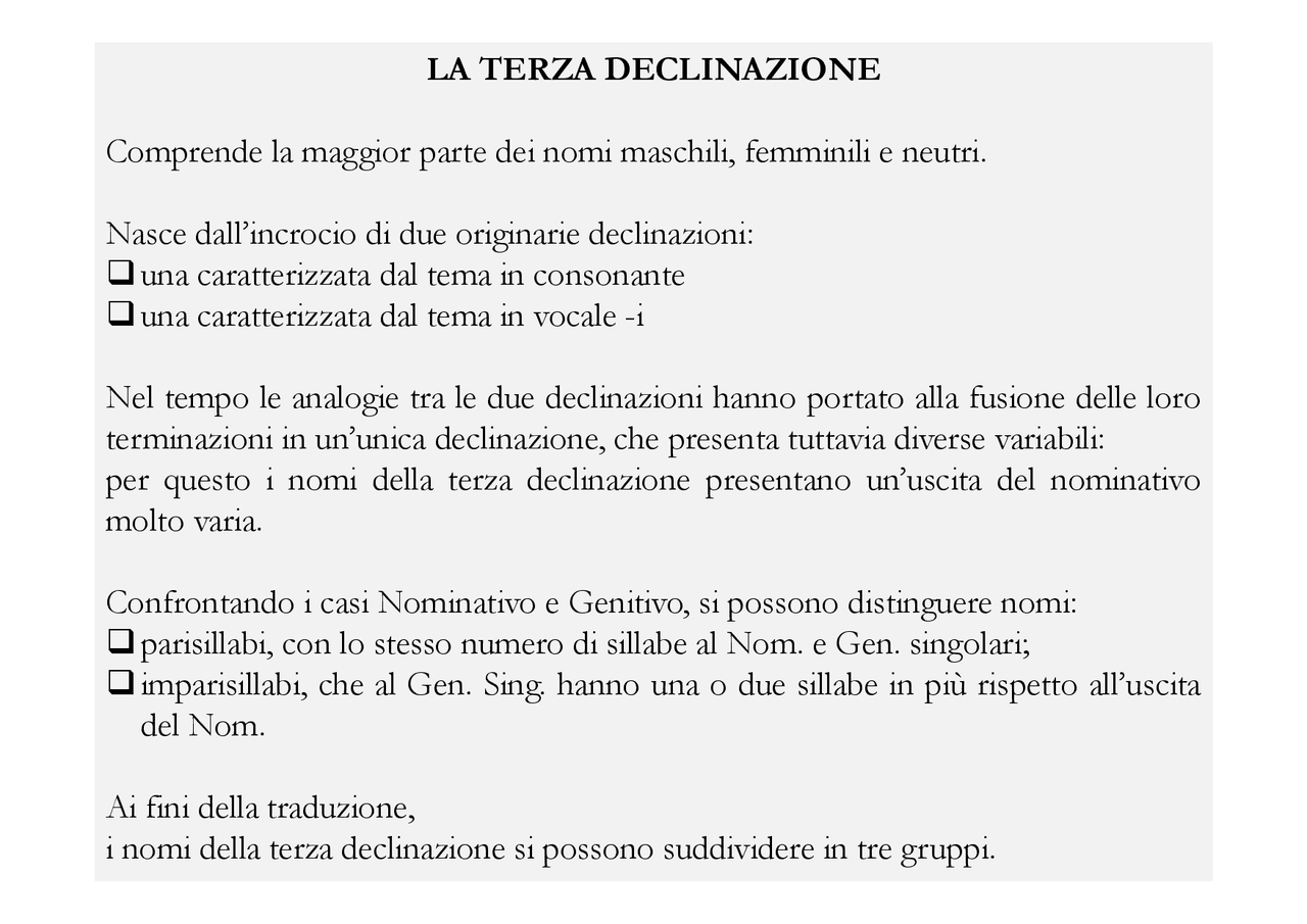 Terza Declinazione In Latino Schemi E Mappe Concettuali Di Latino