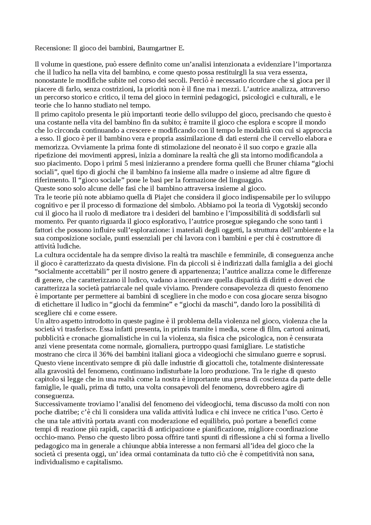Metodologia Del Gioco E Dellanimazione Docsity
