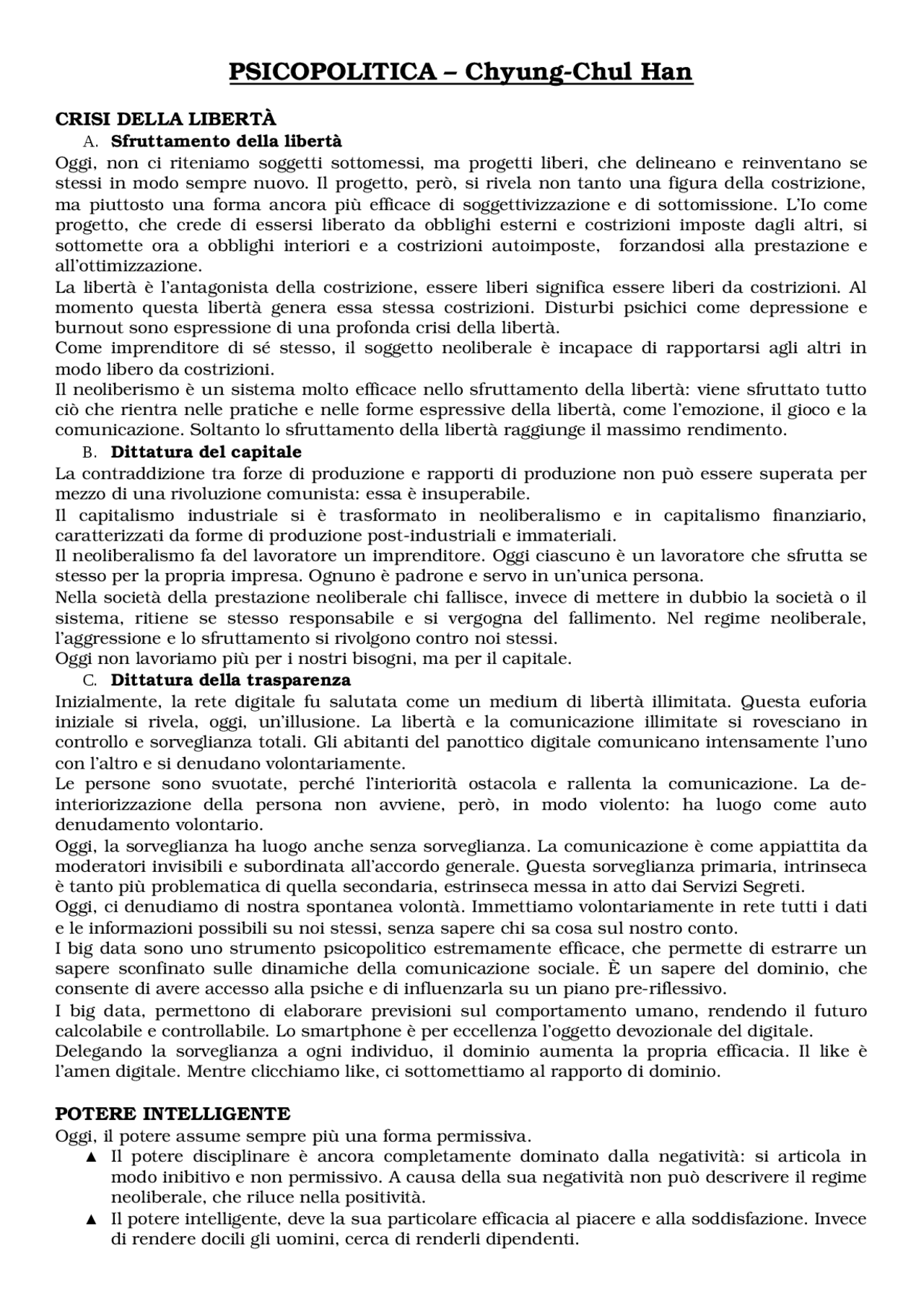 Psicopolitica Byung Chul Han Docsity