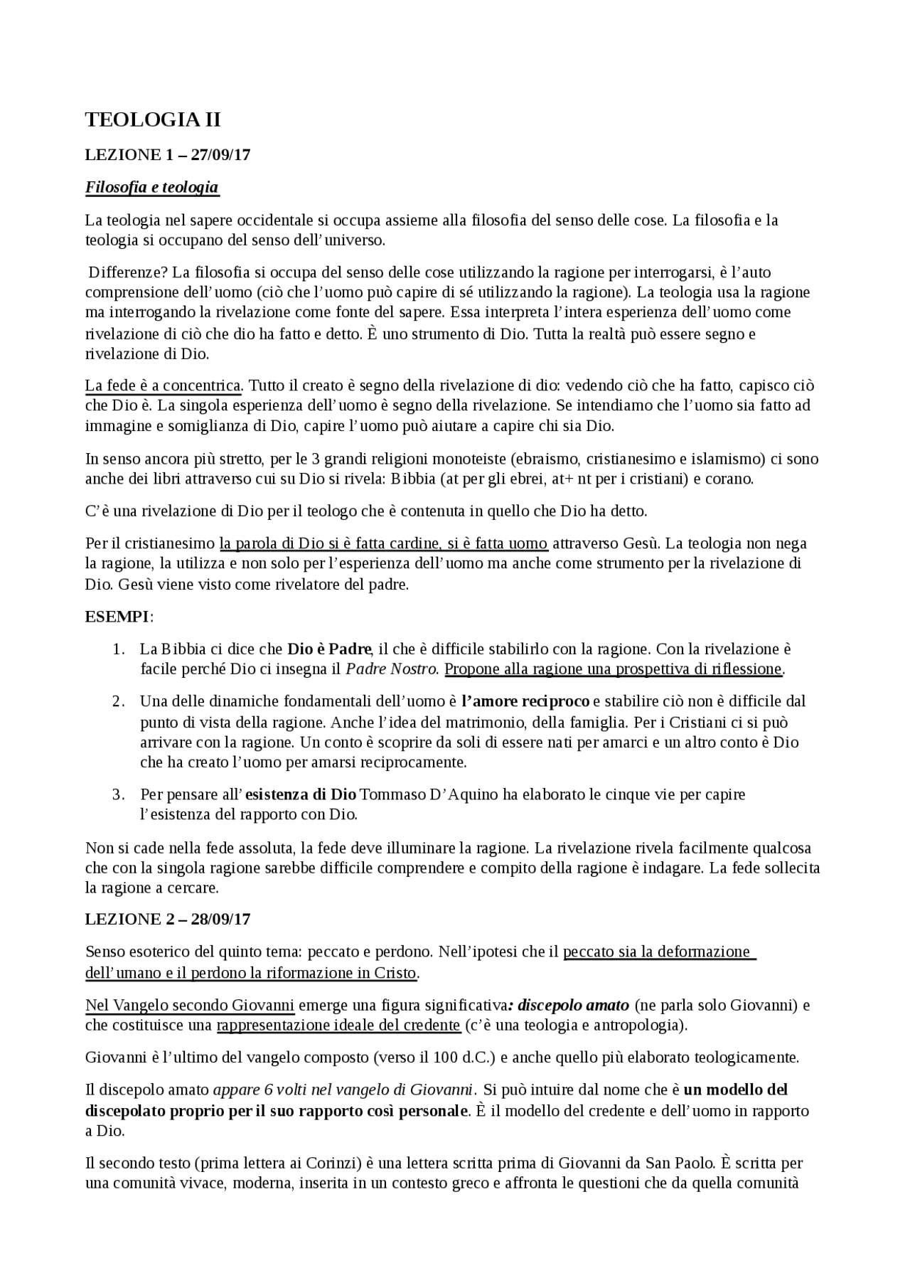 Dispensa Di Teologia Ii Stercal Docsity