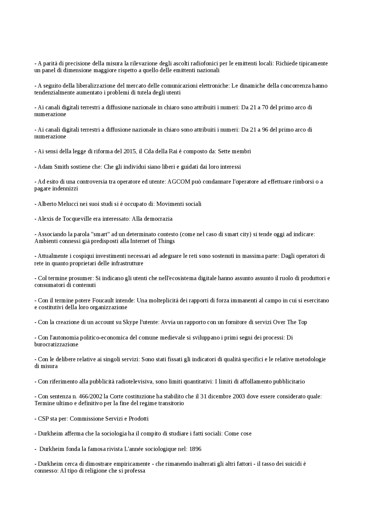 Domande Test Sociologia Generale Docsity