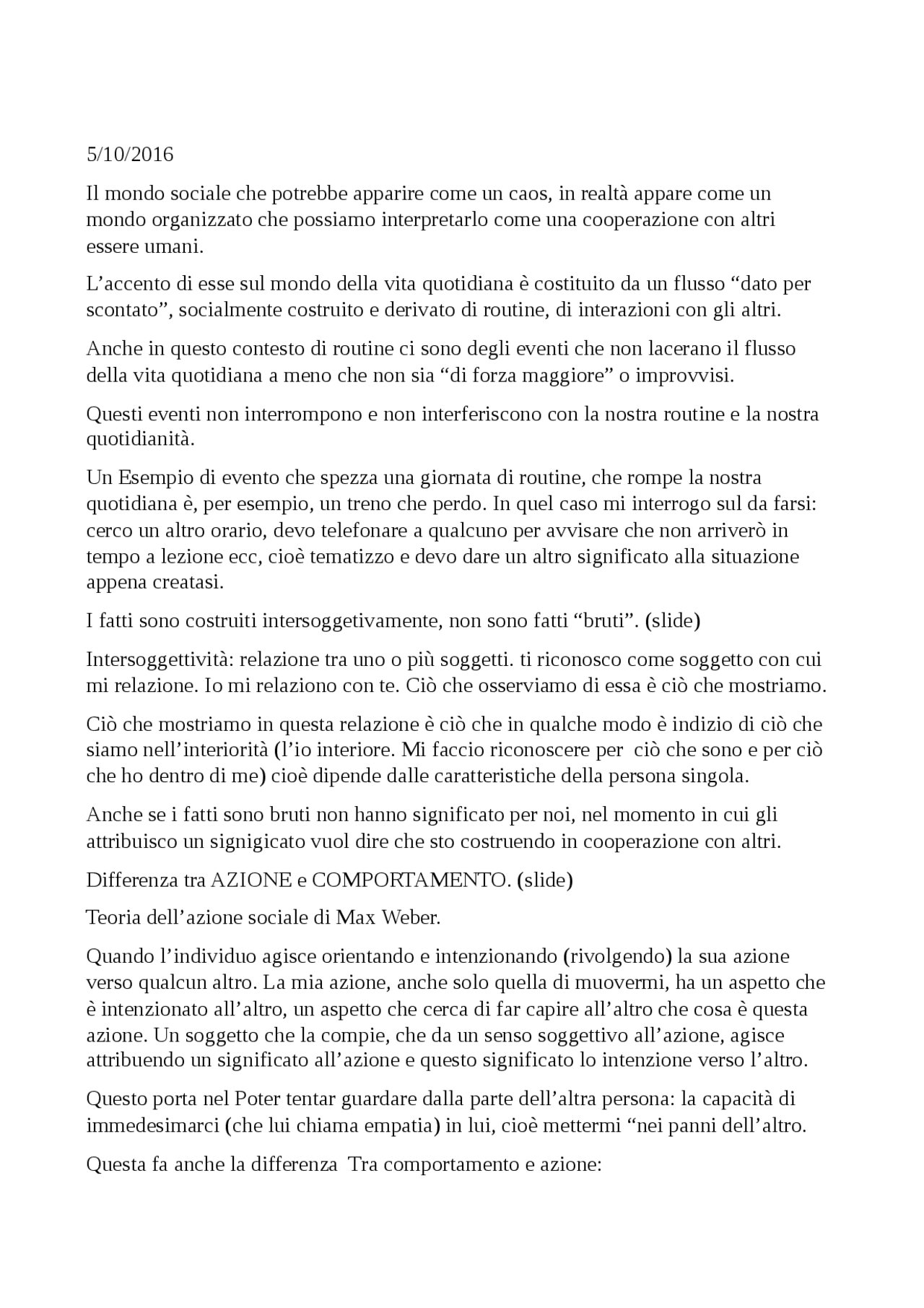 Appunti Di Sociologia Shutz Docsity