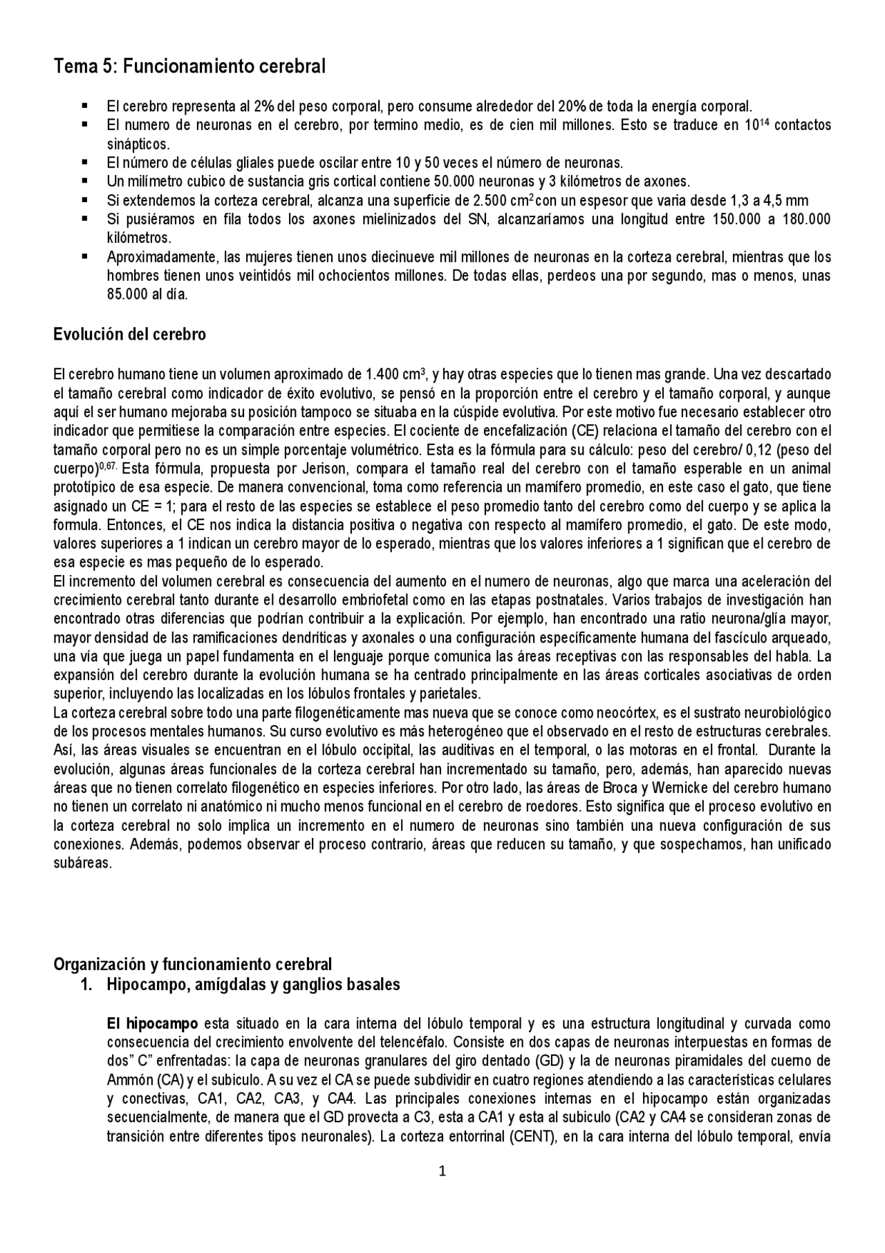 Psicobiología De La Educación Tema 5 Docsity