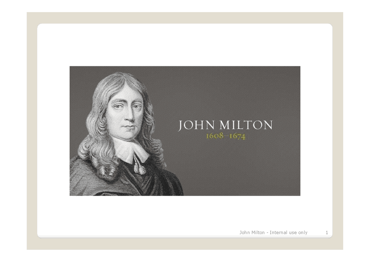 Powerpoint John Milton Docsity