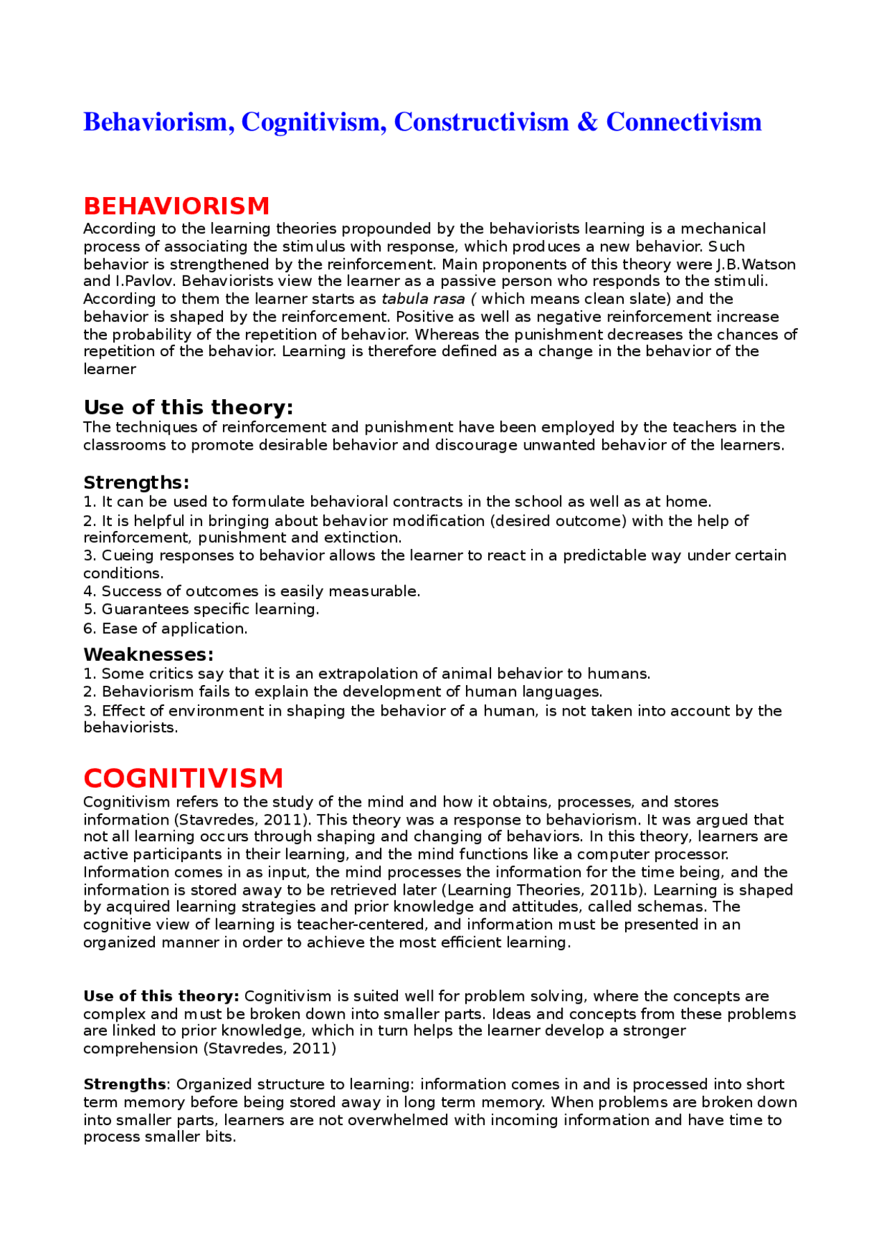 Theories Of Learning Docsity