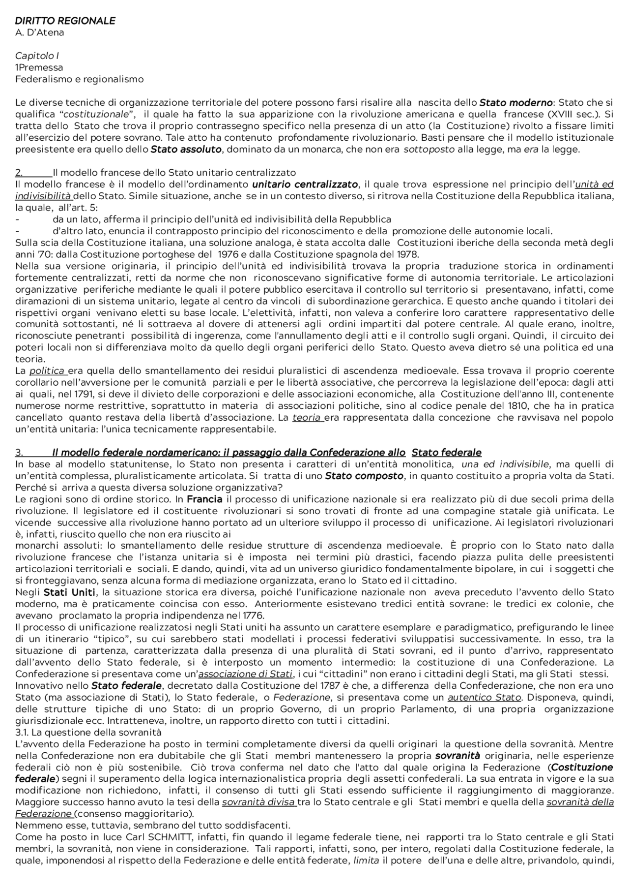 Riassunto Di Diritto Regionale Docsity