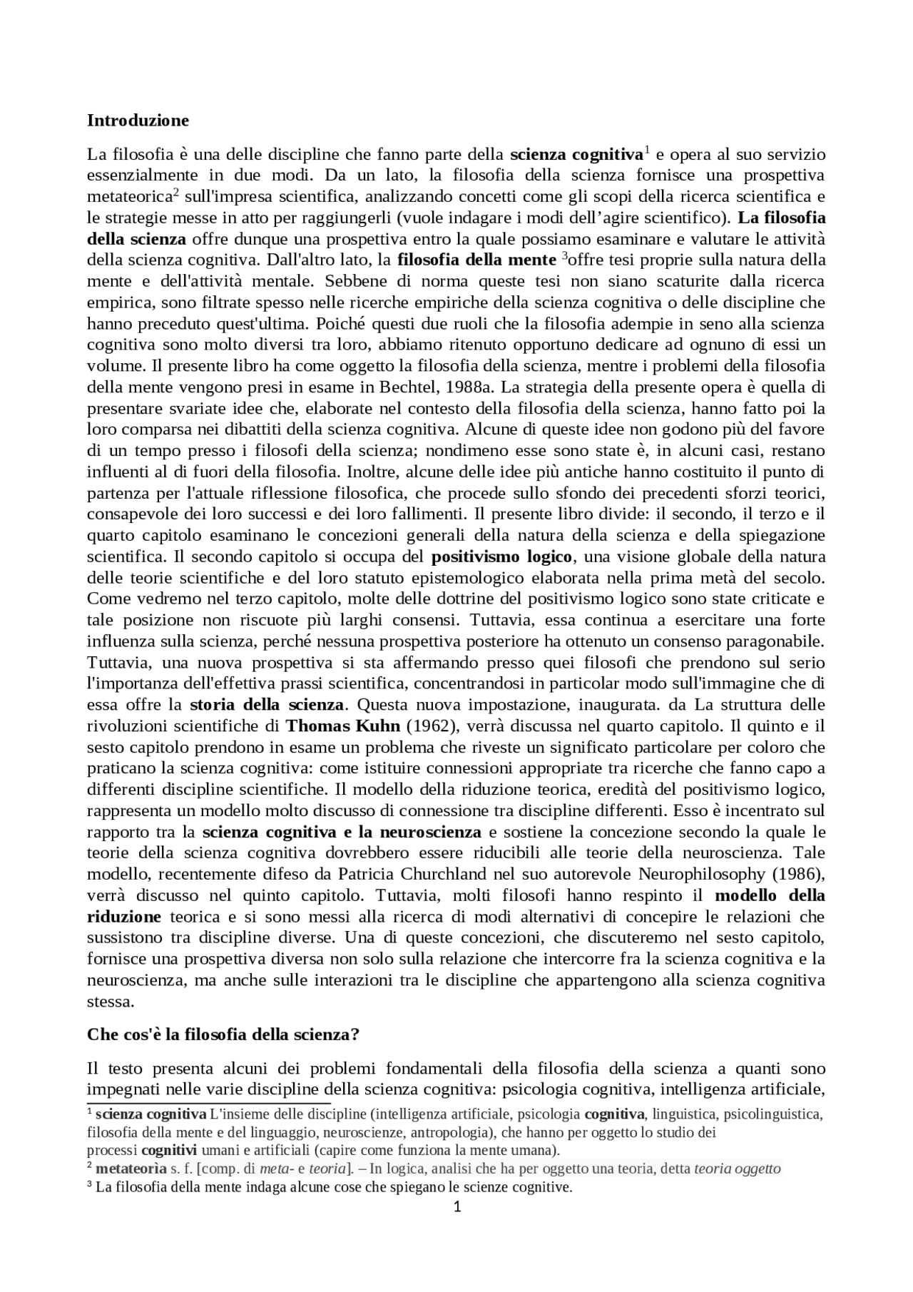 Riassunto Esame Di Filosofia Delle Scienze Cognitive Docsity