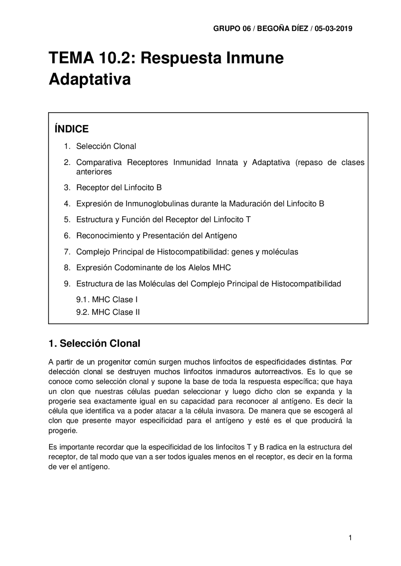 Respuesta Inmune Adaptativa Parte 2 Docsity