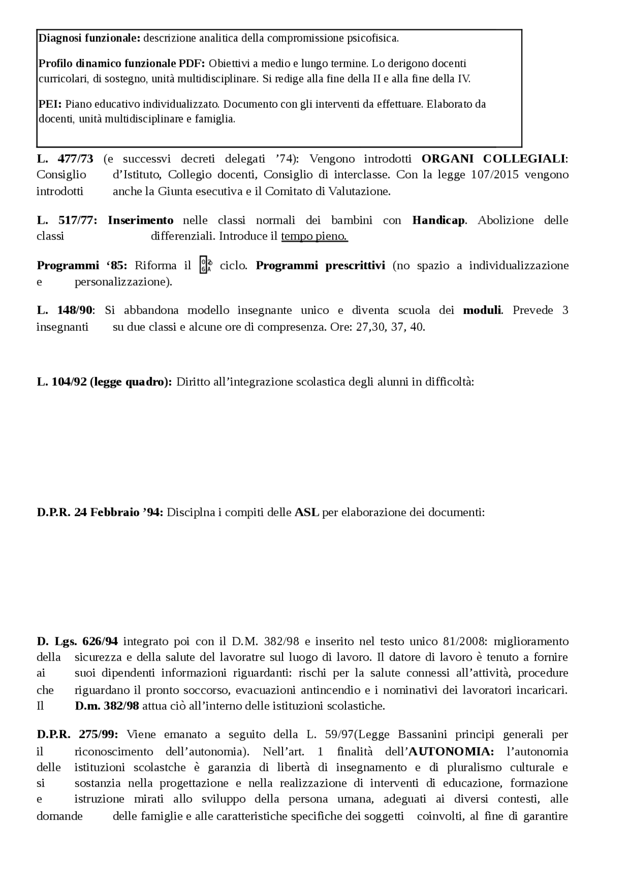 Legislazione Scolastica Docsity