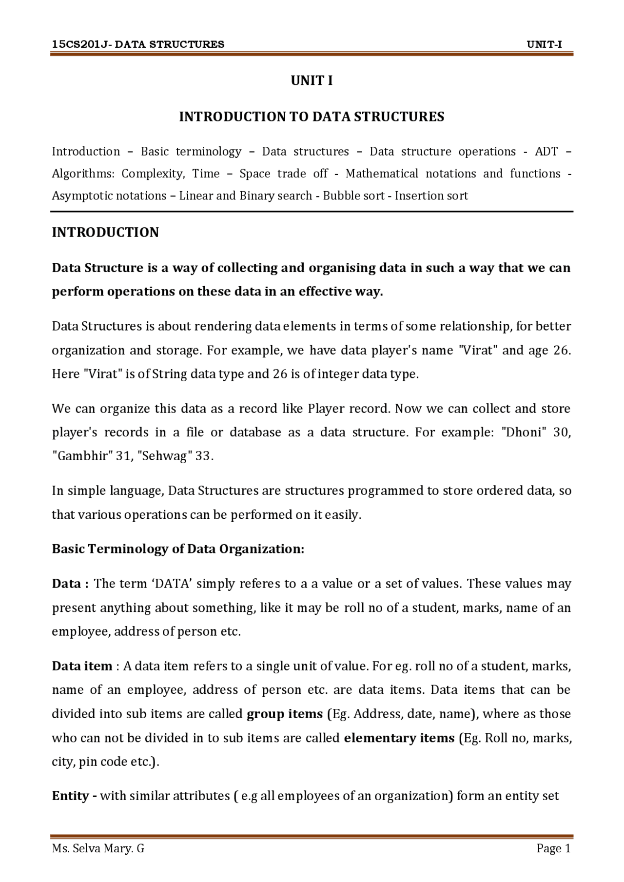Data Structures And Algorithm Docsity