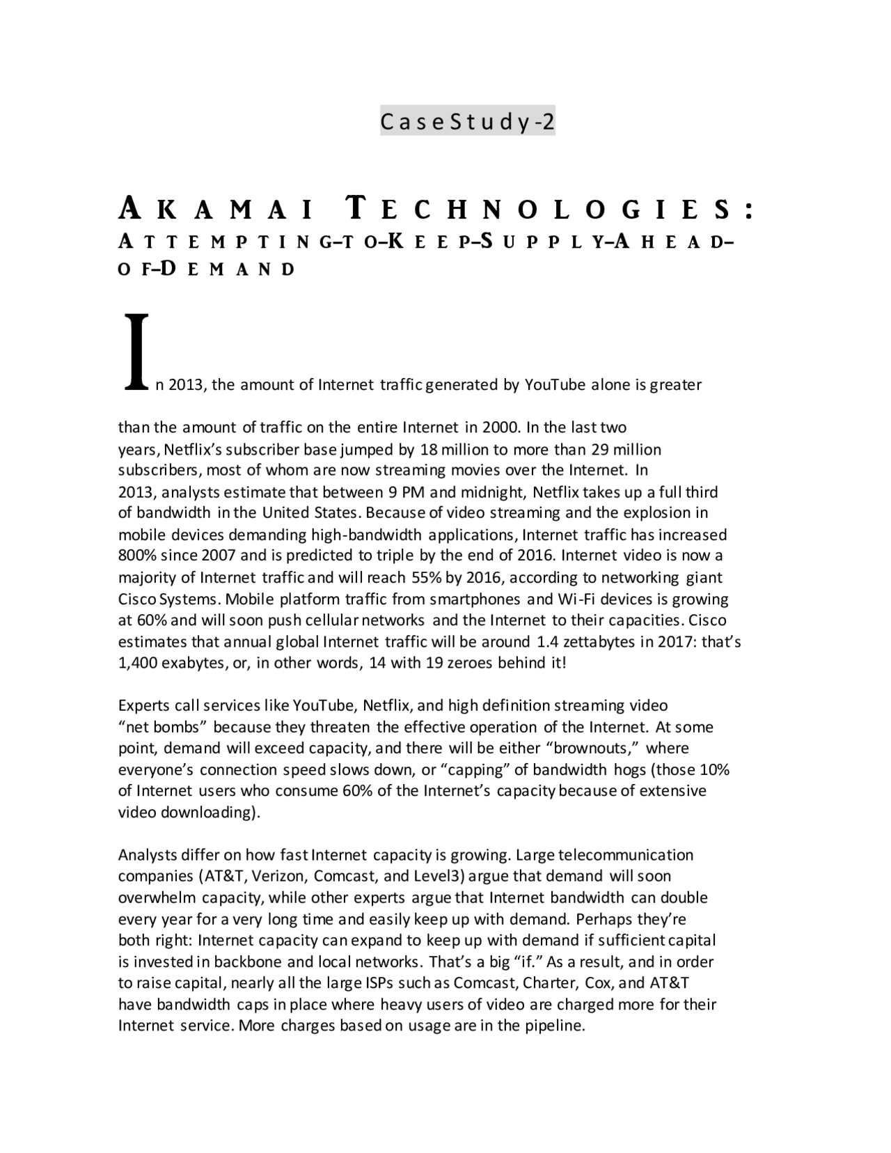 Akamai Technologies Case Study - Docsity