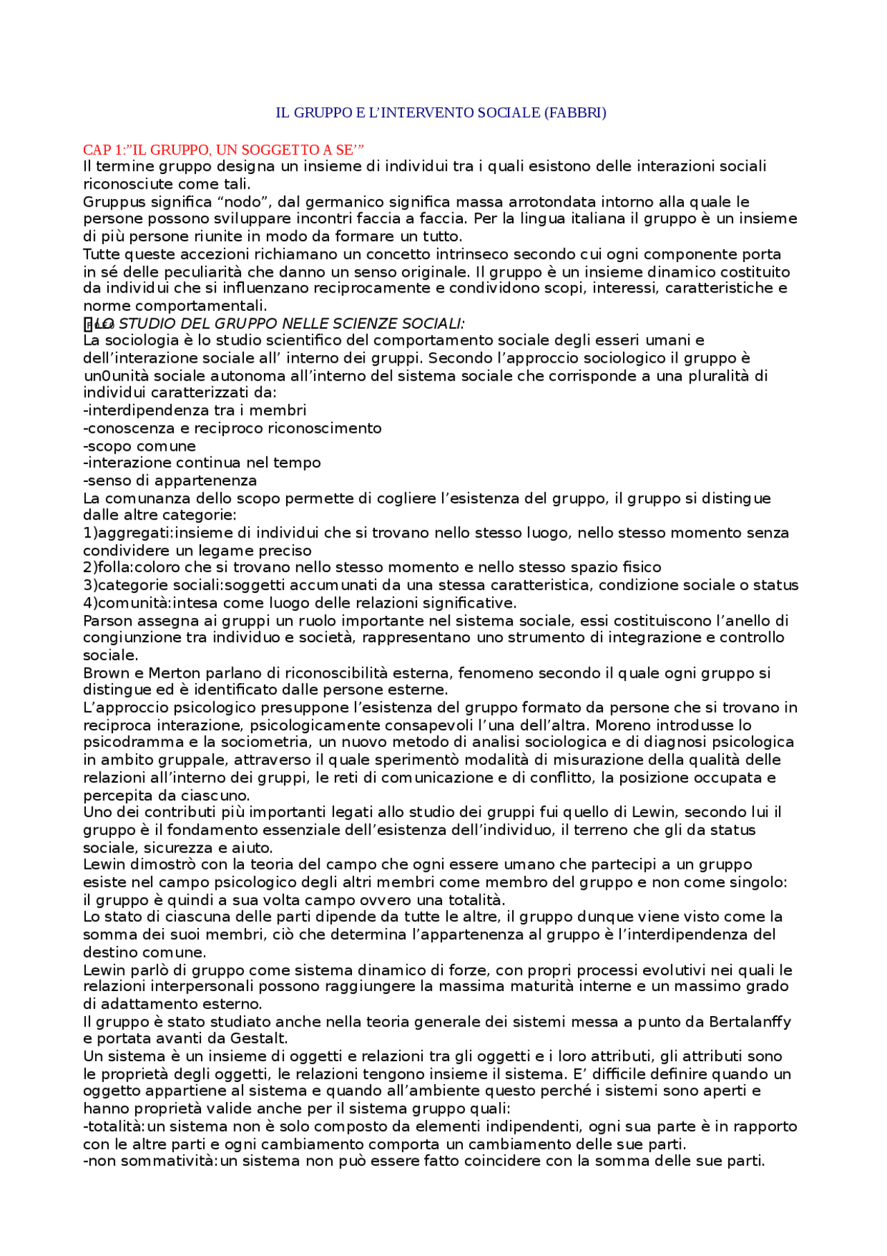 Il Gruppo E Lintervento Sociale Docsity