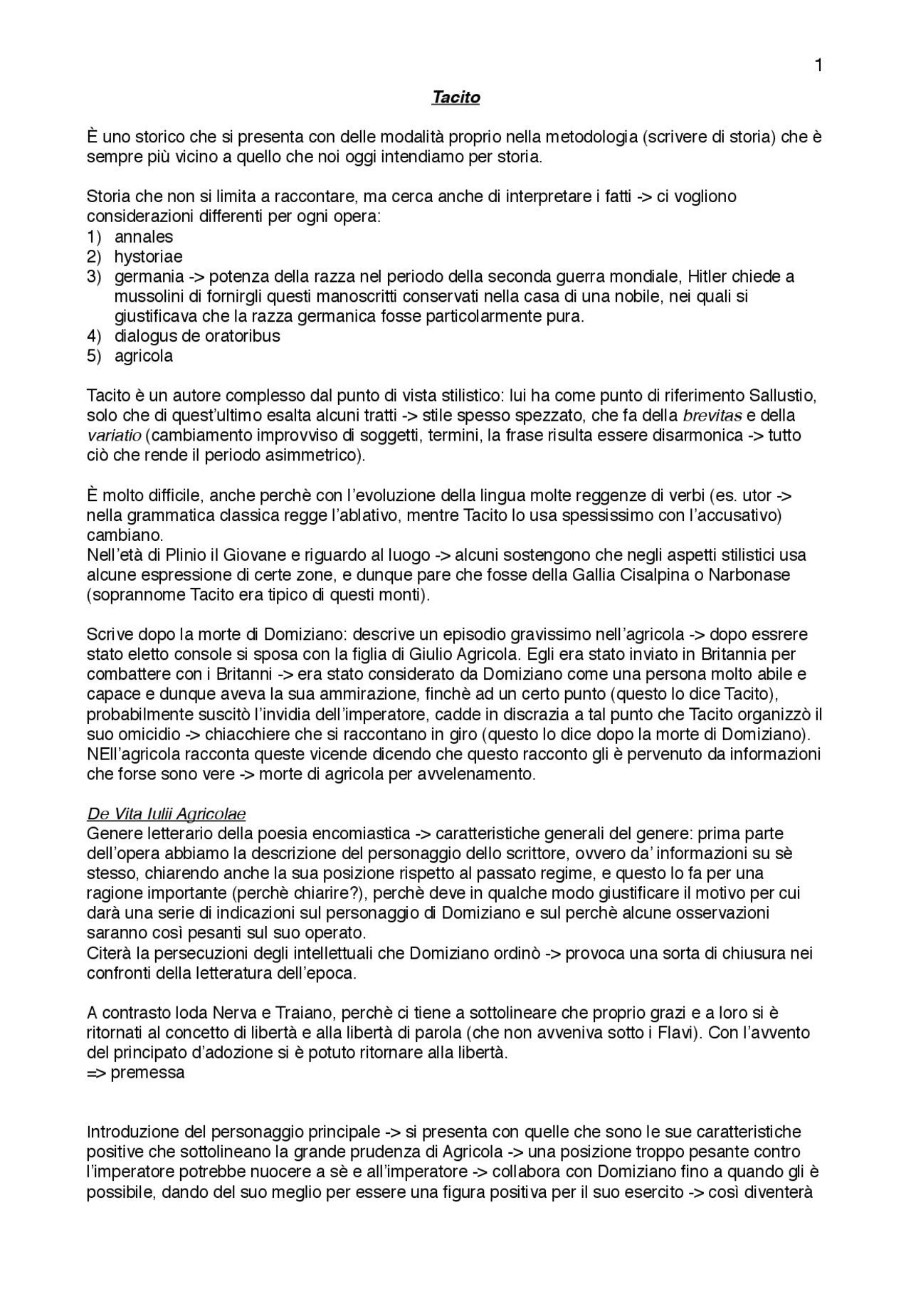 Appunti Latino Tacito Appunti Di Latino Docsity
