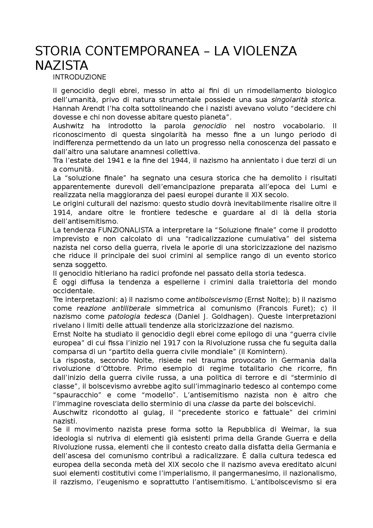 La Violenza Nazista Docsity