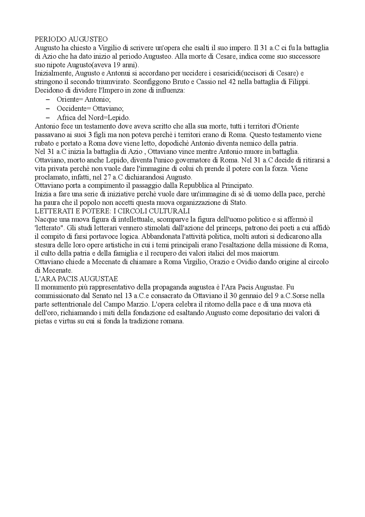Periodo Augusteo E Virgilio Docsity