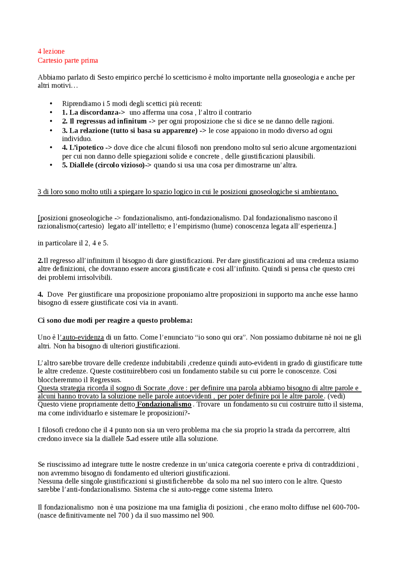 Appunti Su Cartesio Docsity