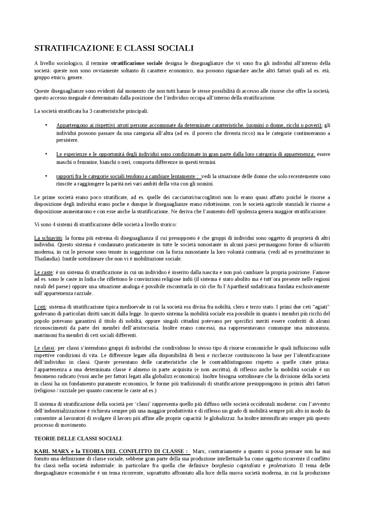 Stratificazione Sociale Docsity