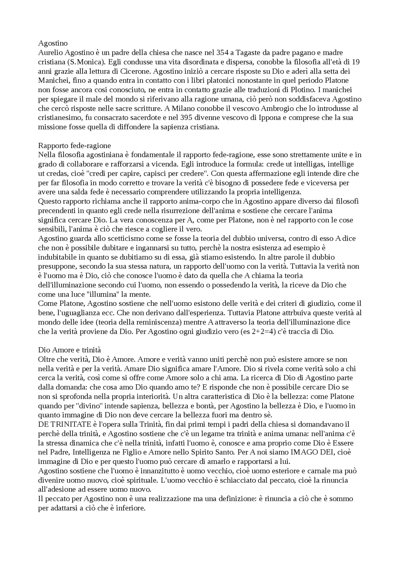 Appunti Su Santagostino Docsity