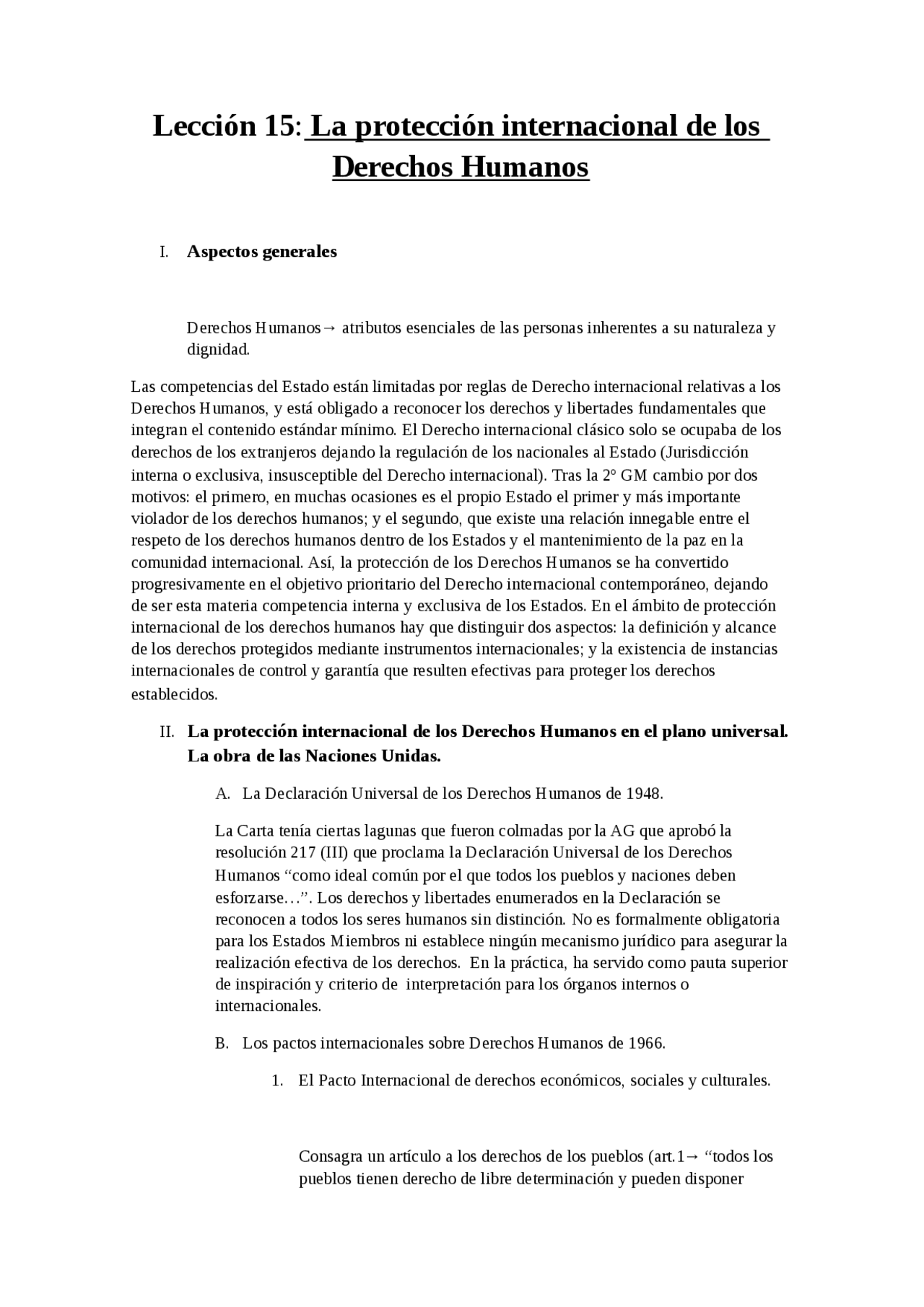 Esquema Lección 15 D. internacional - Docsity