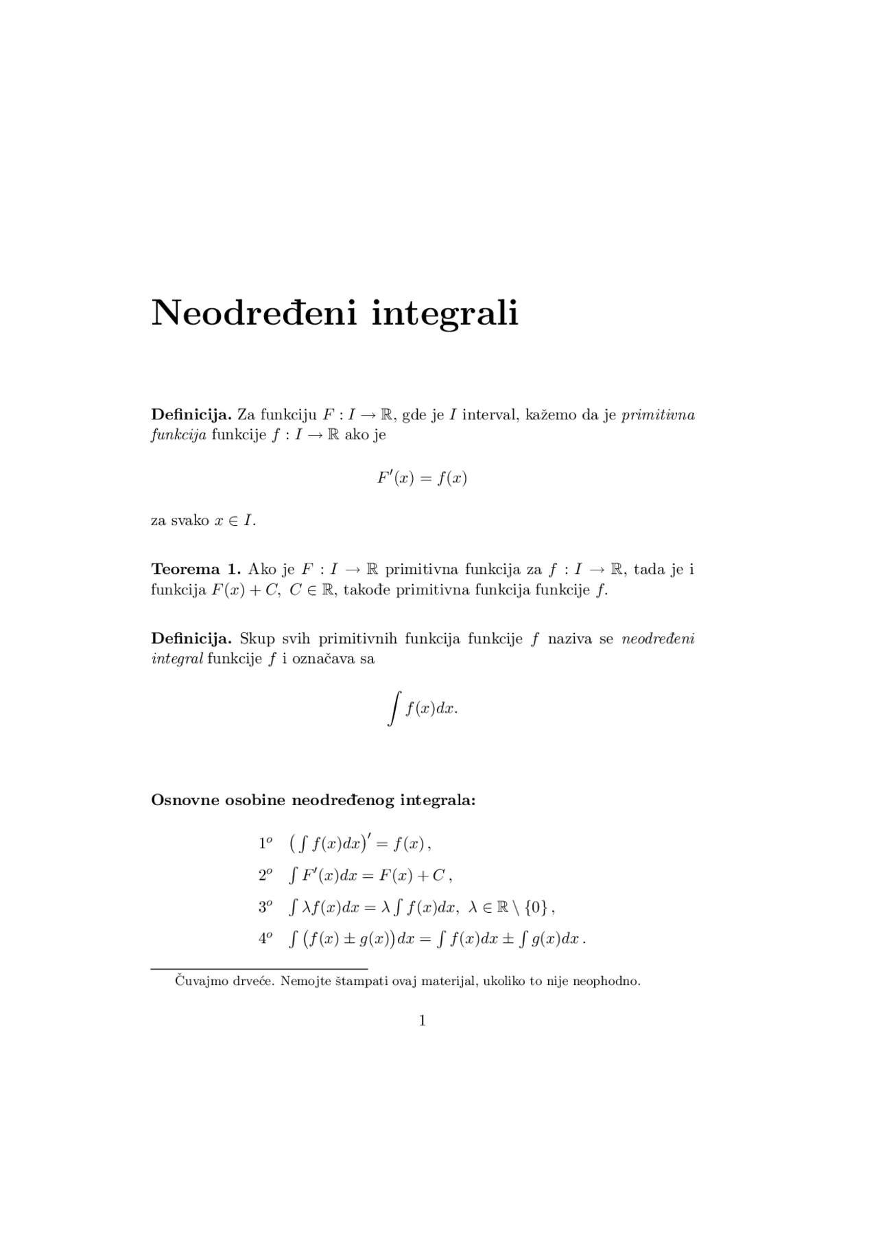 Neodređeni integrali: definicija, teorema, primeri, zadaci za rešenjima ...