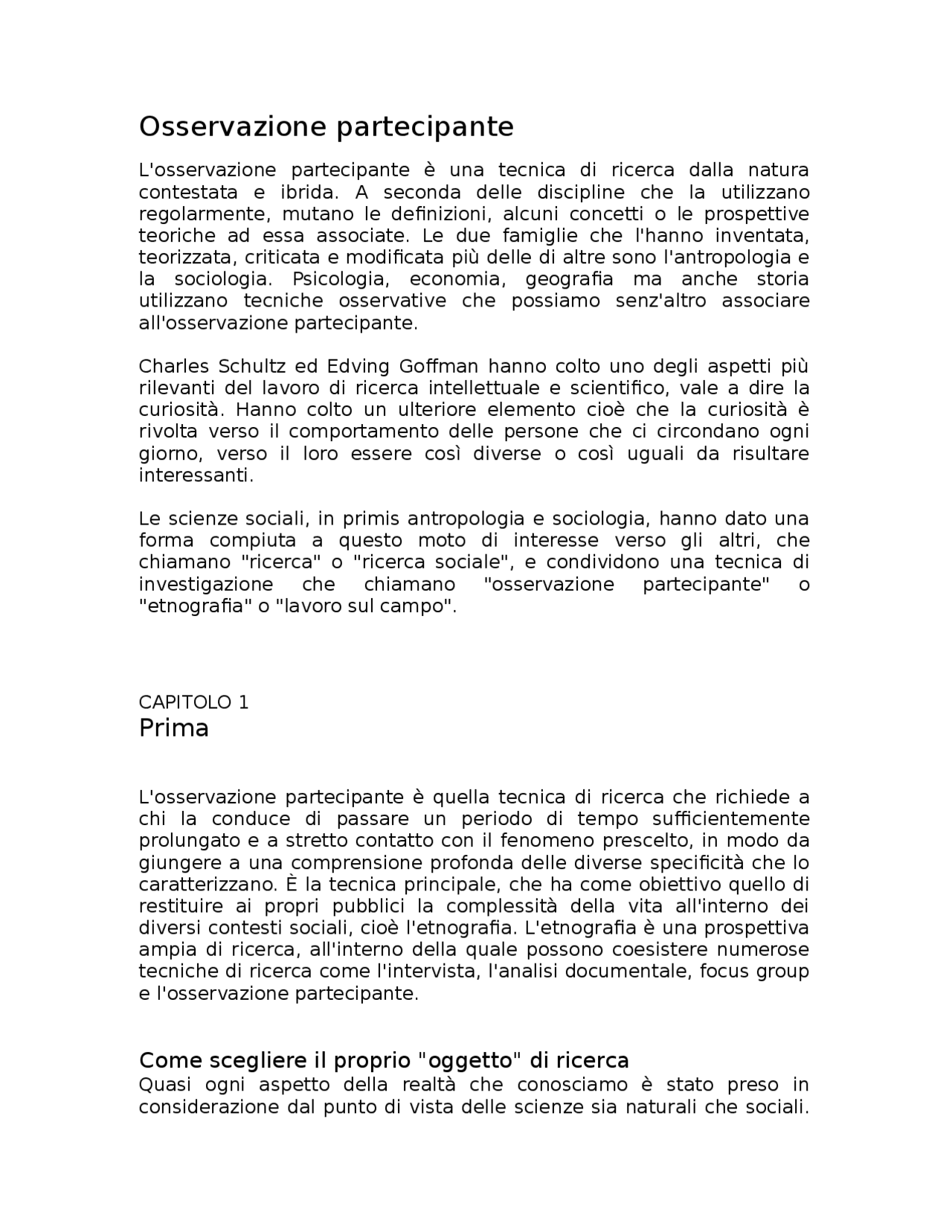 Osservazione Partecipante Di Giovanni Semi Docsity