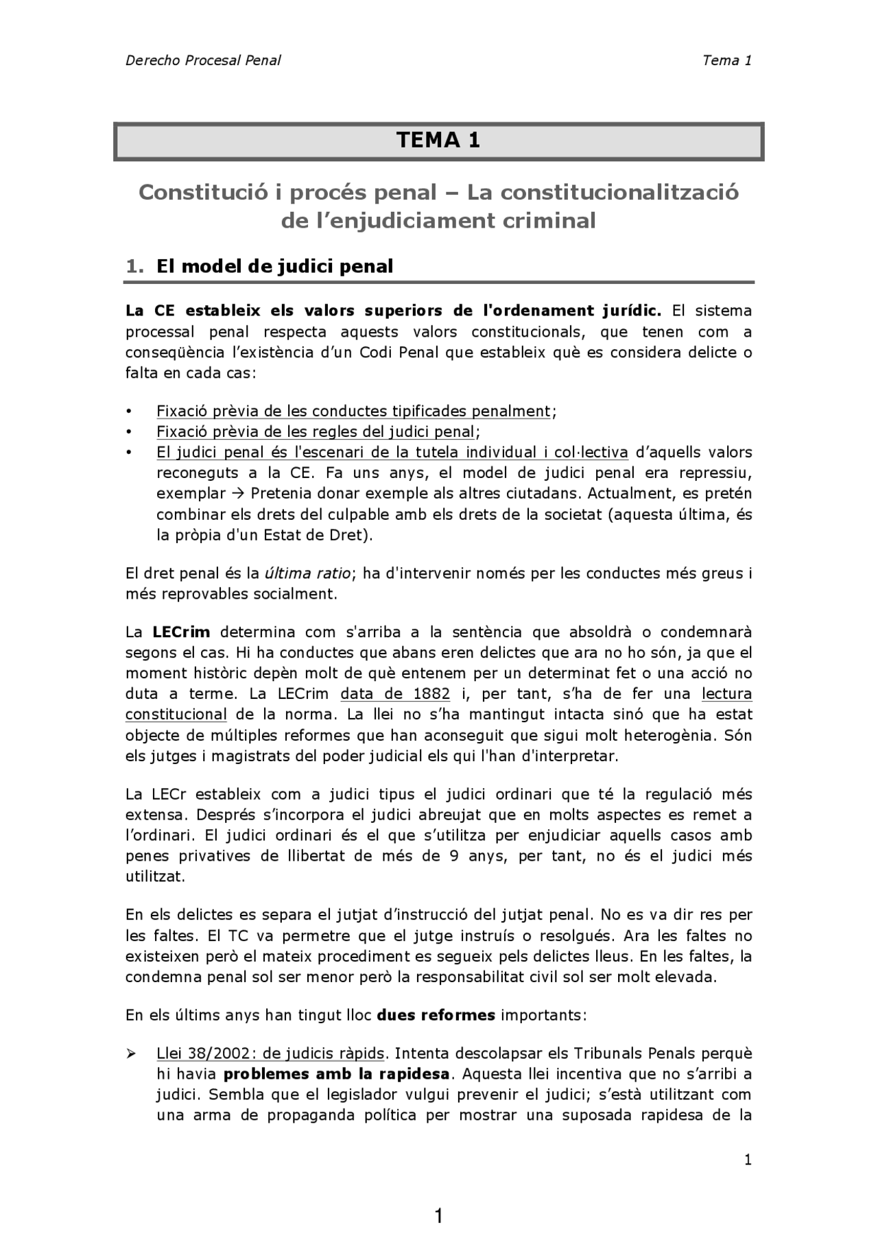 Apuntes De Derecho Procesal Penal Docsity