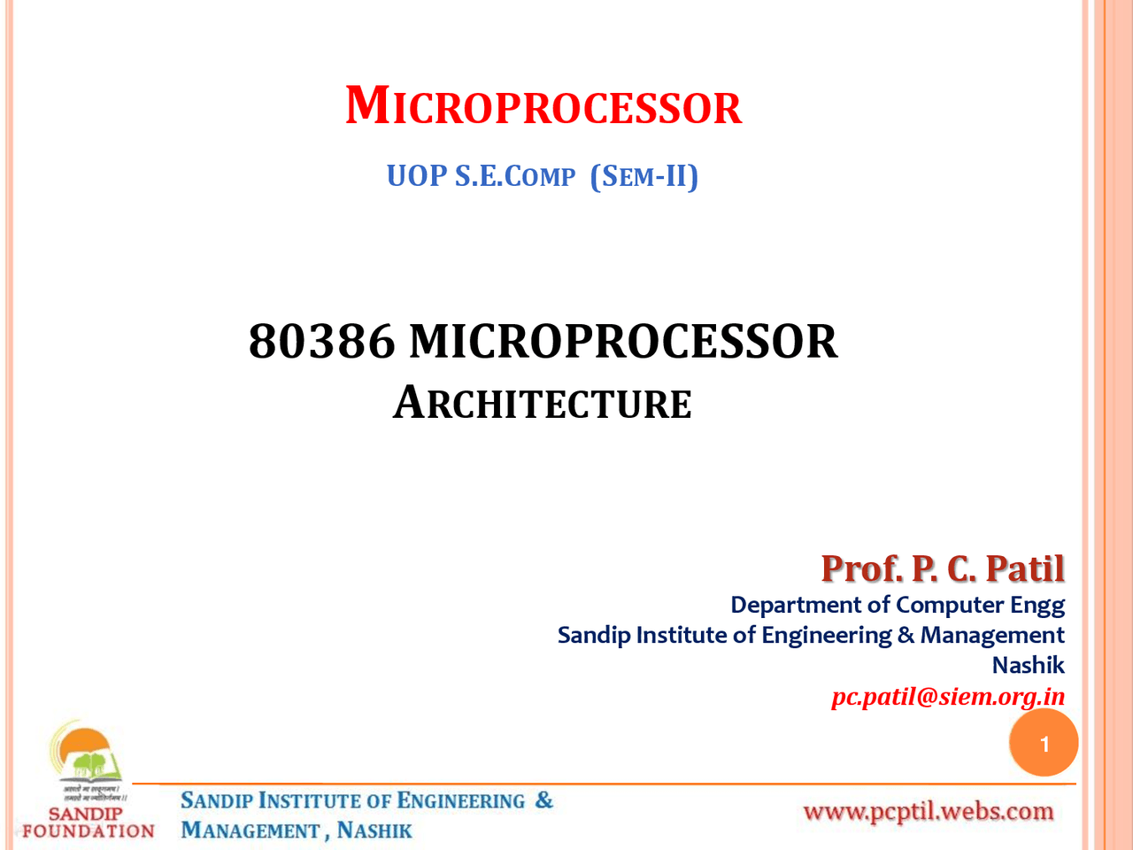 80386 Microprocessor Architecture Lecture Notes Microprocessors Docsity