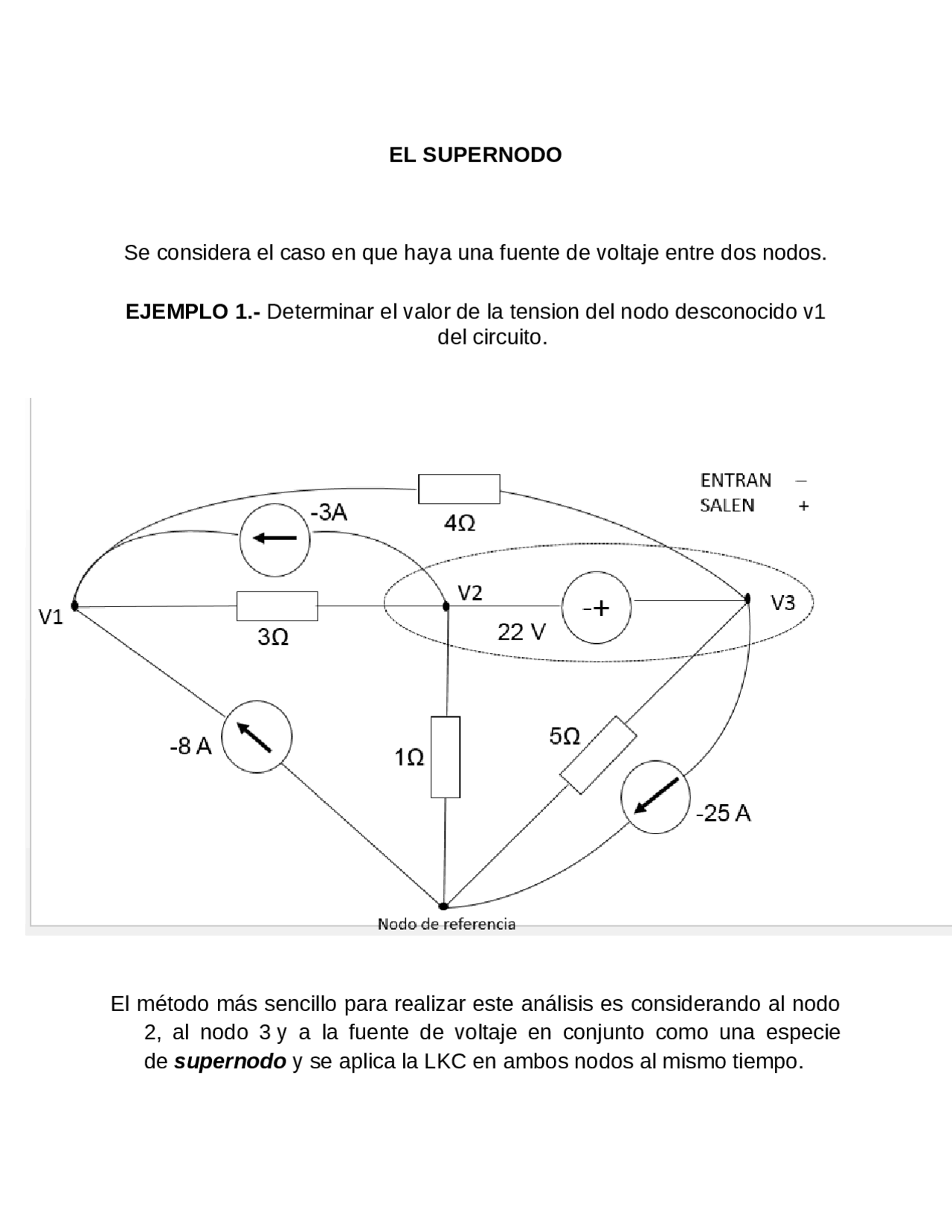 Ejemplo practico de supernodo | Apuntes de Ingeniería Eléctrica y ...
