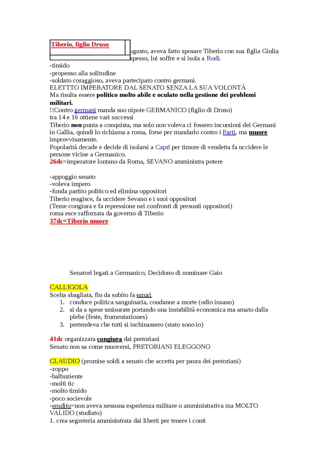 Storia Dalla Morte Di Cesare Al Cristianesimo Notes De Histoire Docsity