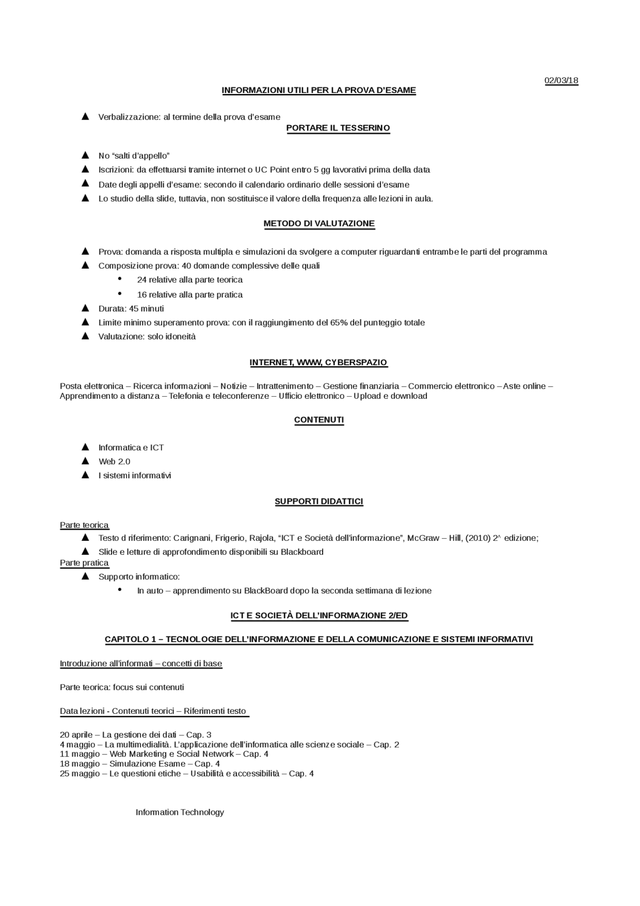 Informatica Generale Docsity