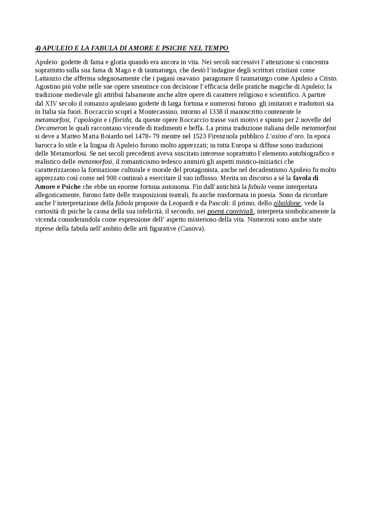 Appunti Su Amore E Psiche Docsity