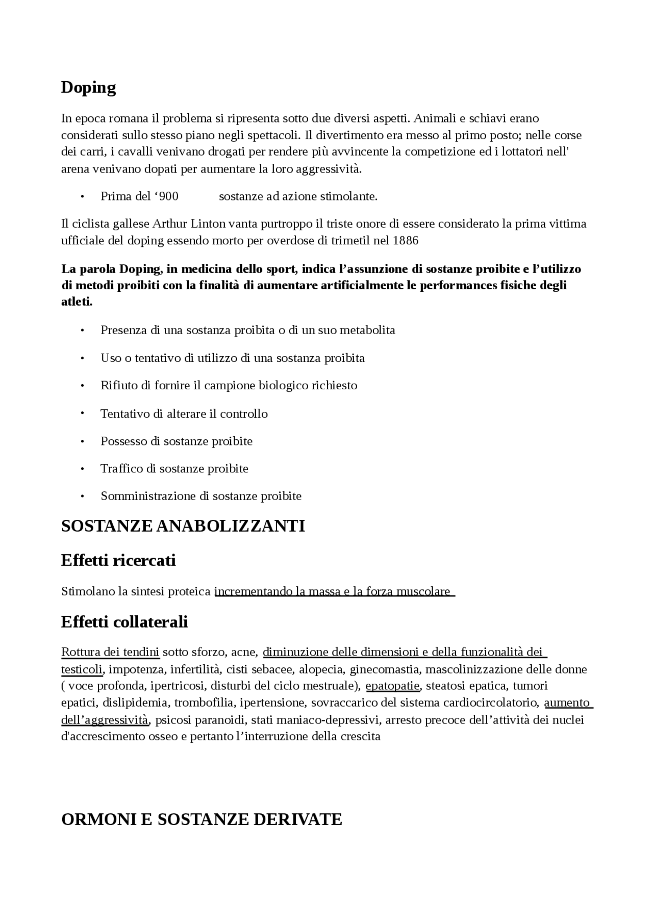 Doping Le Sostanze Coinvolte Docsity