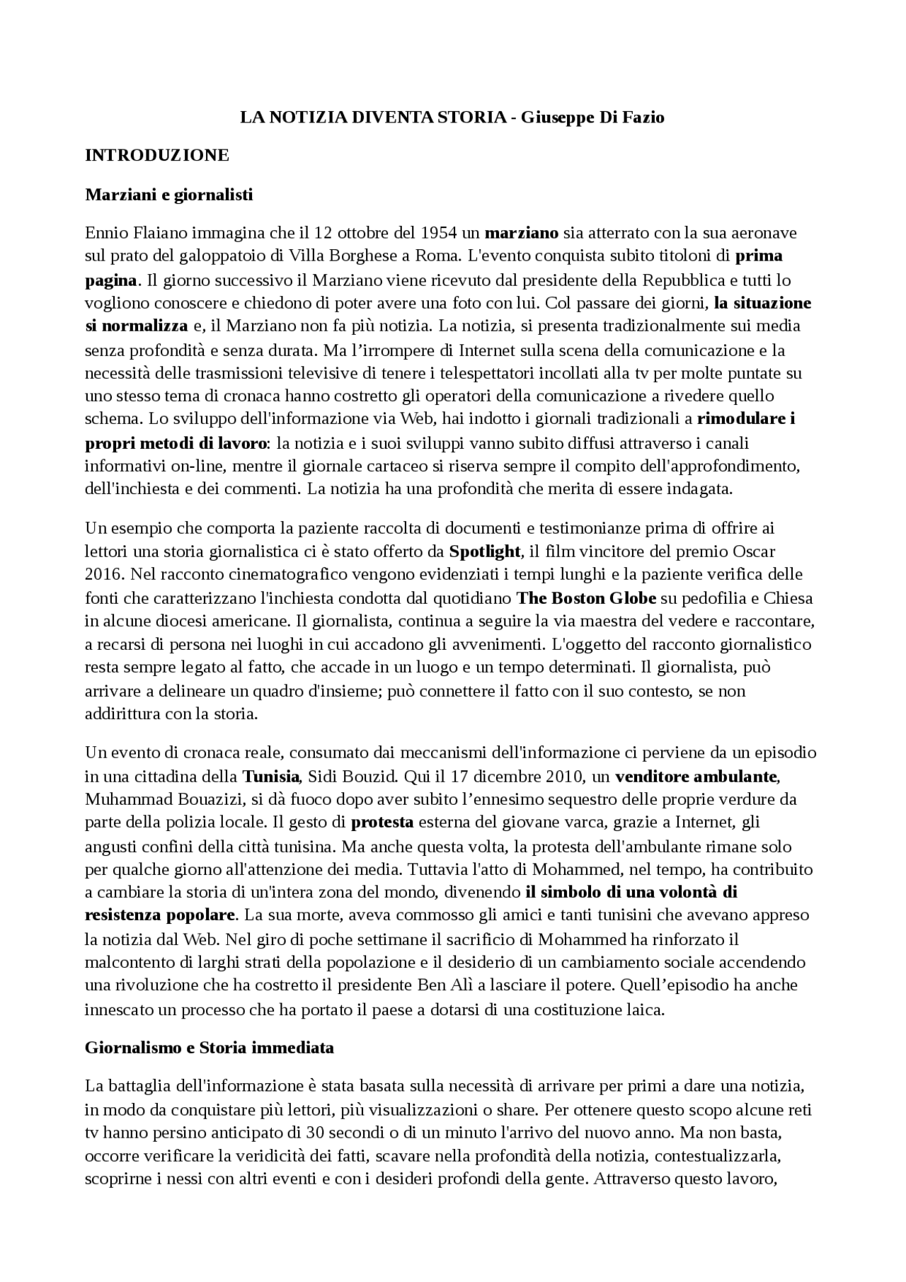 Giuseppe Di Fazio La Notizia Diventa Storia Docsity