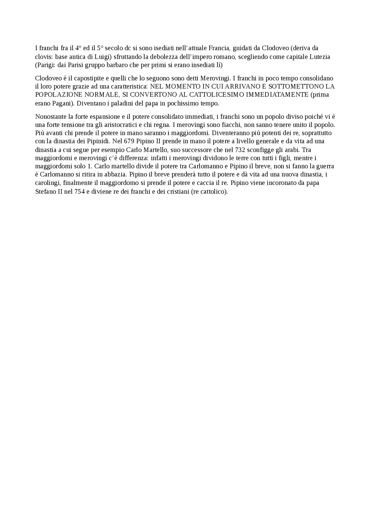 I Franchi Conquiste E Successioni Docsity