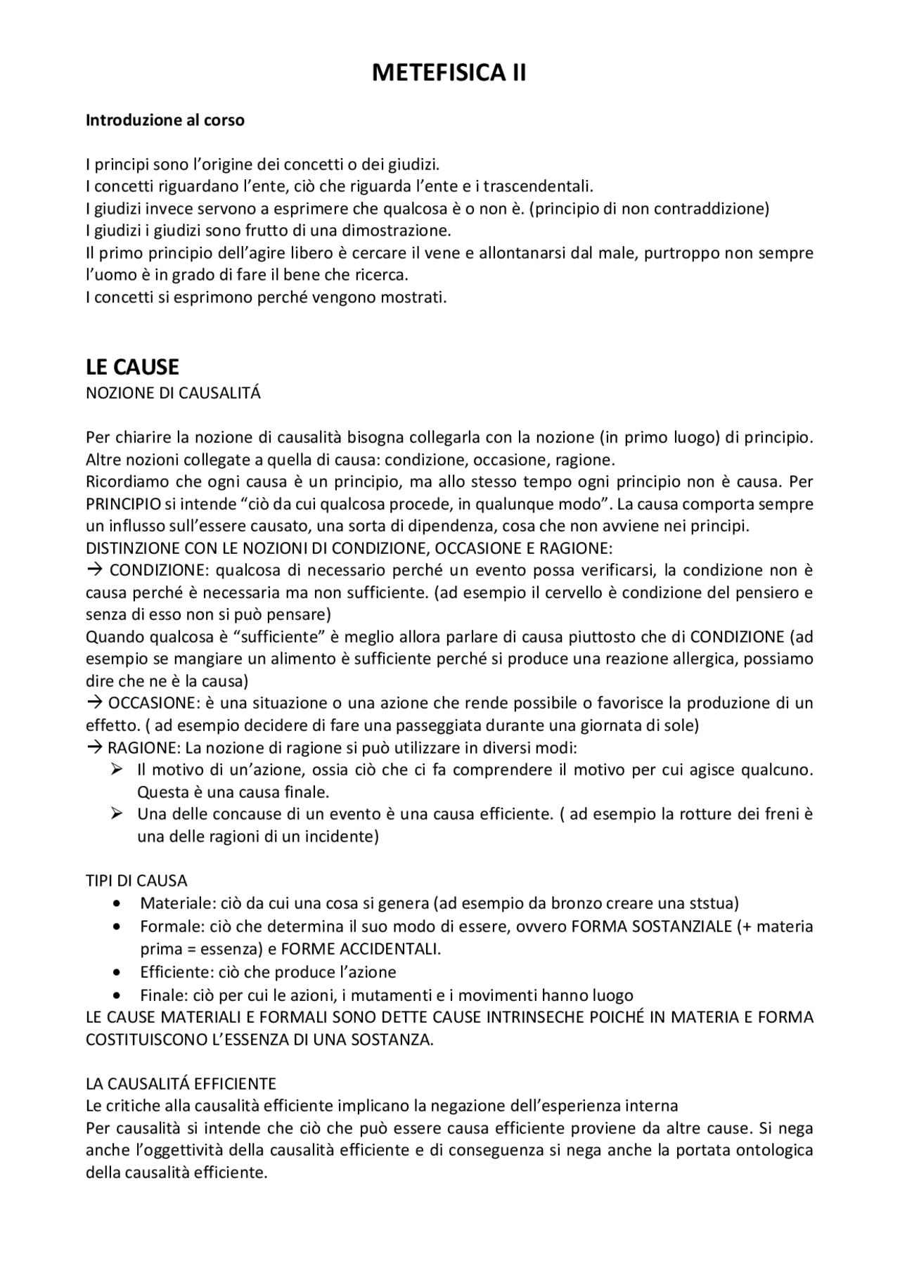 Appunti Di Metafisica Ii Apuntes De Filosofía Docsity