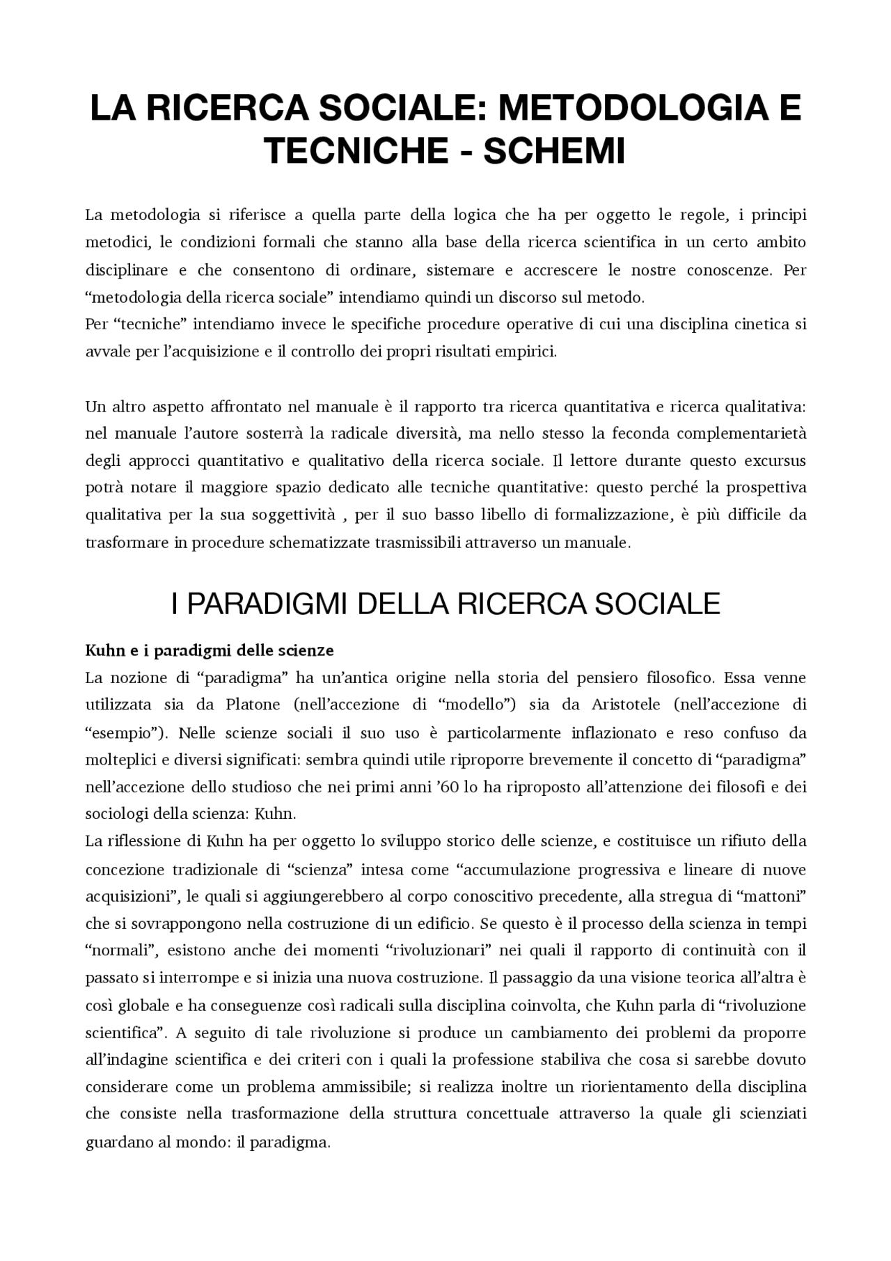 Riassunto La Ricerca Sociale Metodologie E Tecniche Docsity