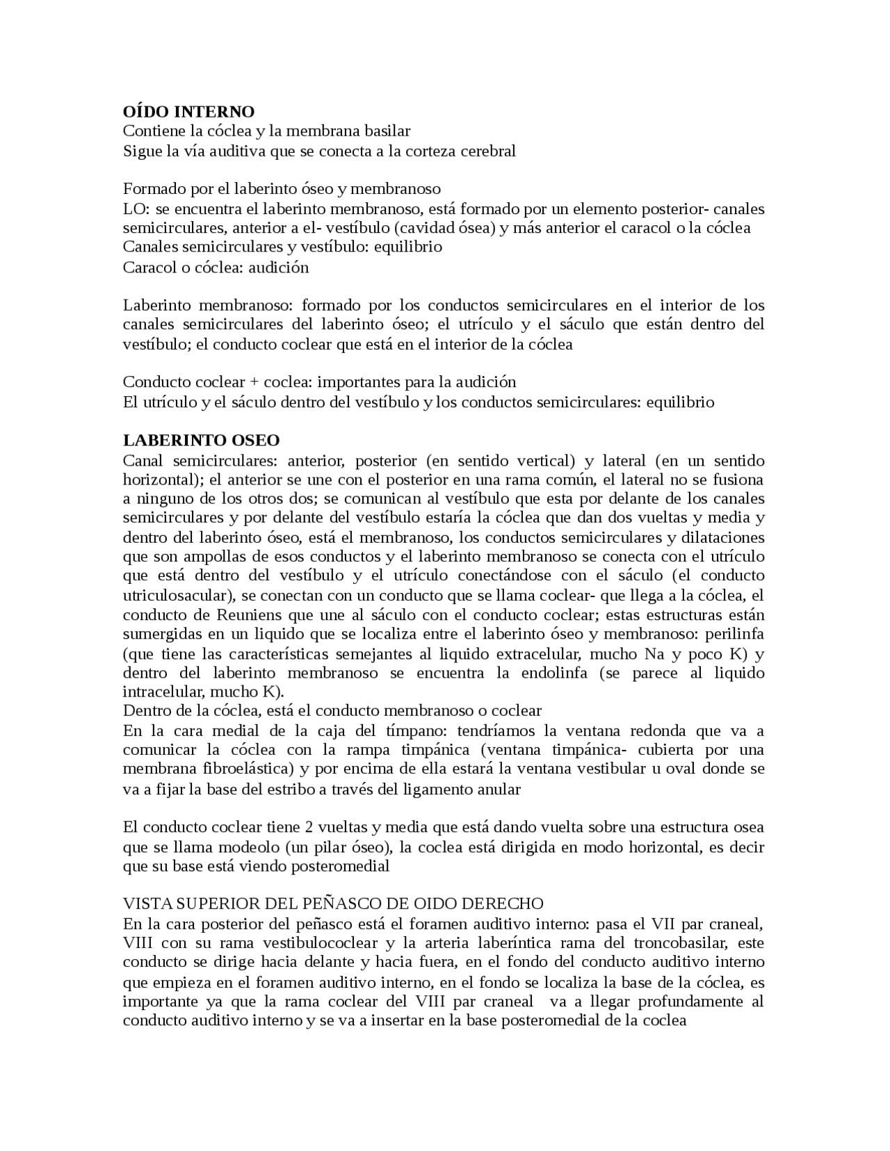 Anatomia Oido Interno Apuntes De Otorrinolaringología Docsity