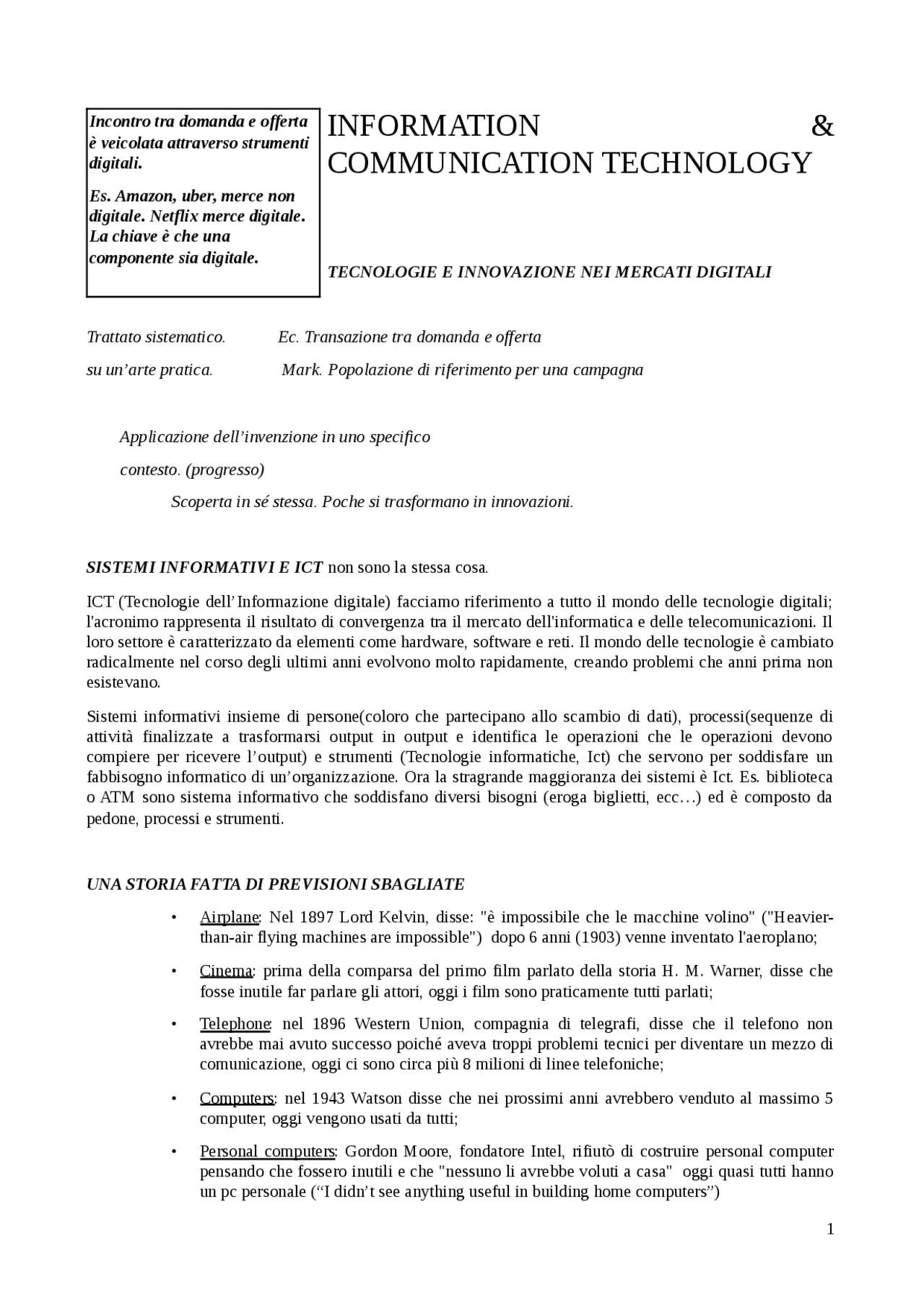 Appunti Da Frequentante Sistemi Informativi E Trend Digitali Ict Docsity