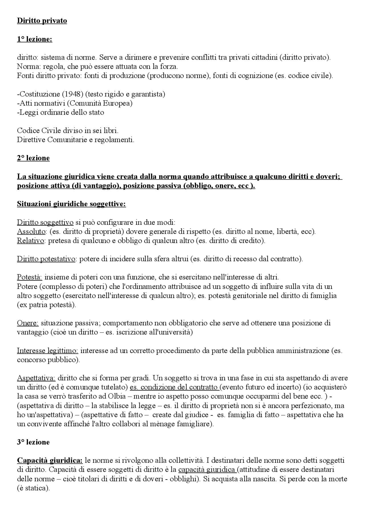Appunti Diritto Privato Docsity