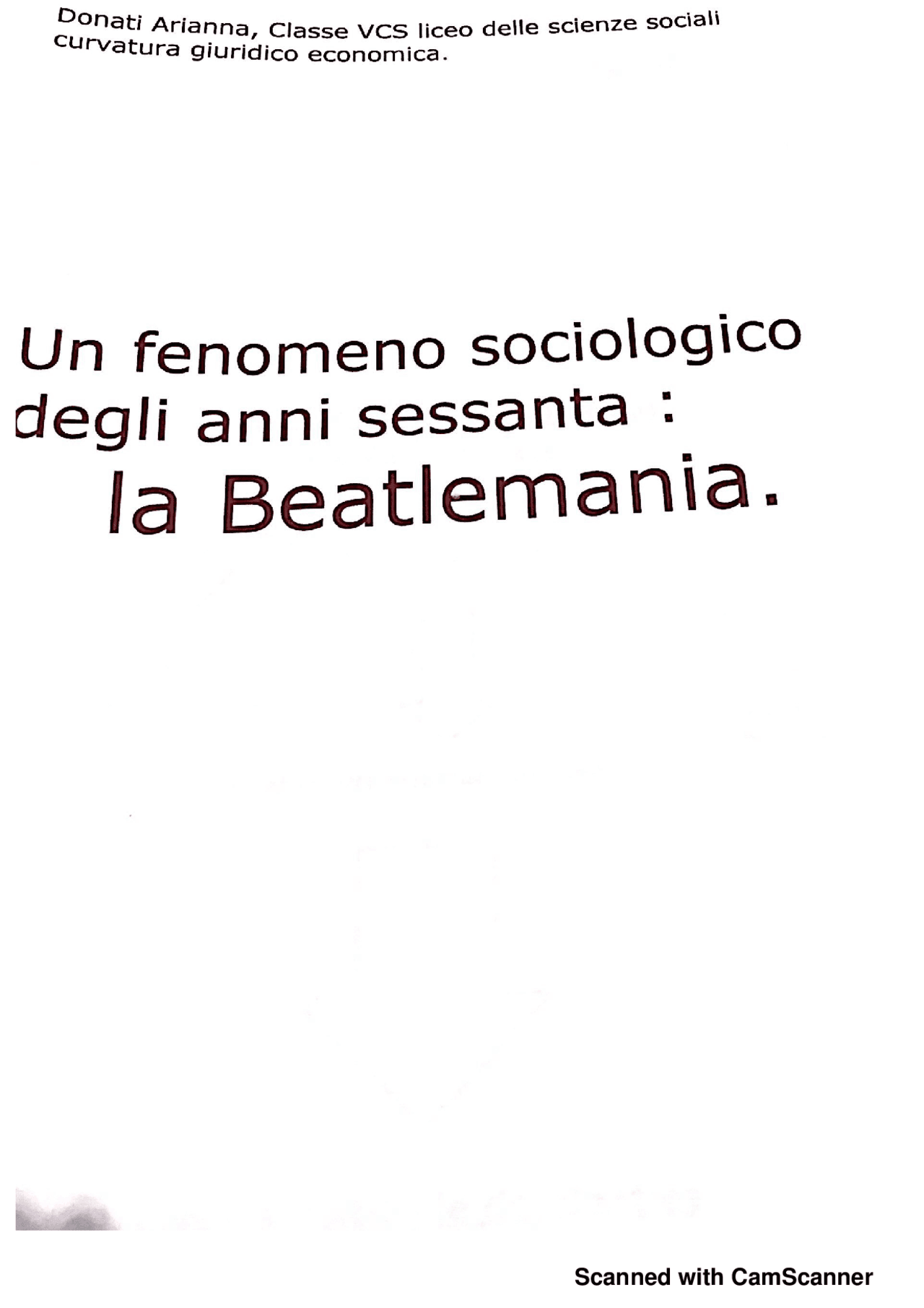 Beatles e betlemania - Docsity