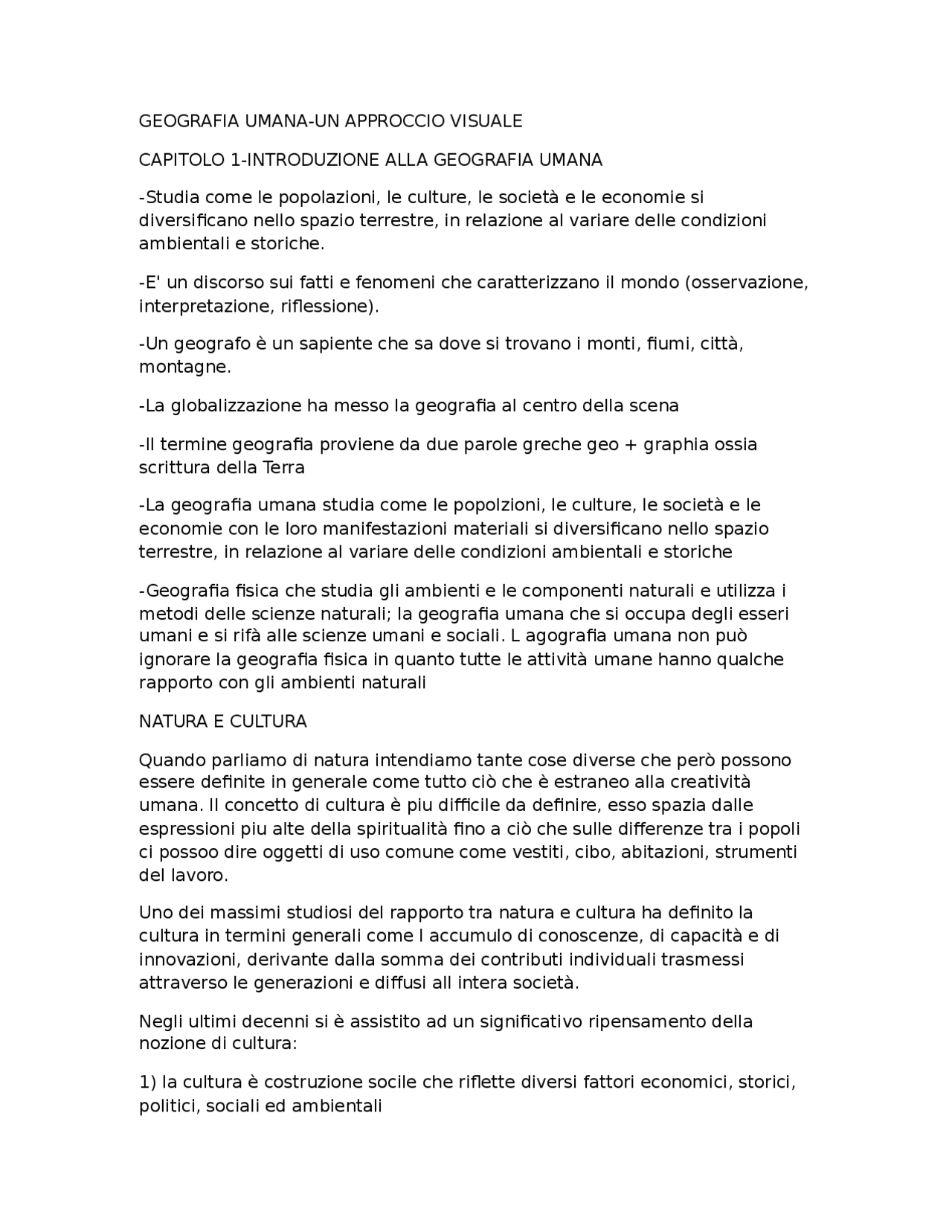 Geografia Umana Un Approccio Visuale Docsity