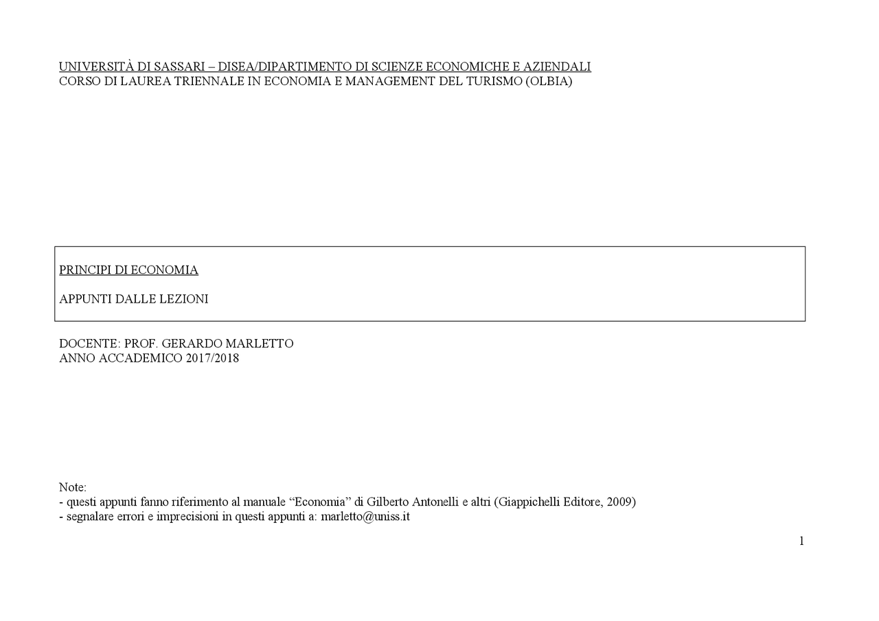 Principi Di Economia Docsity