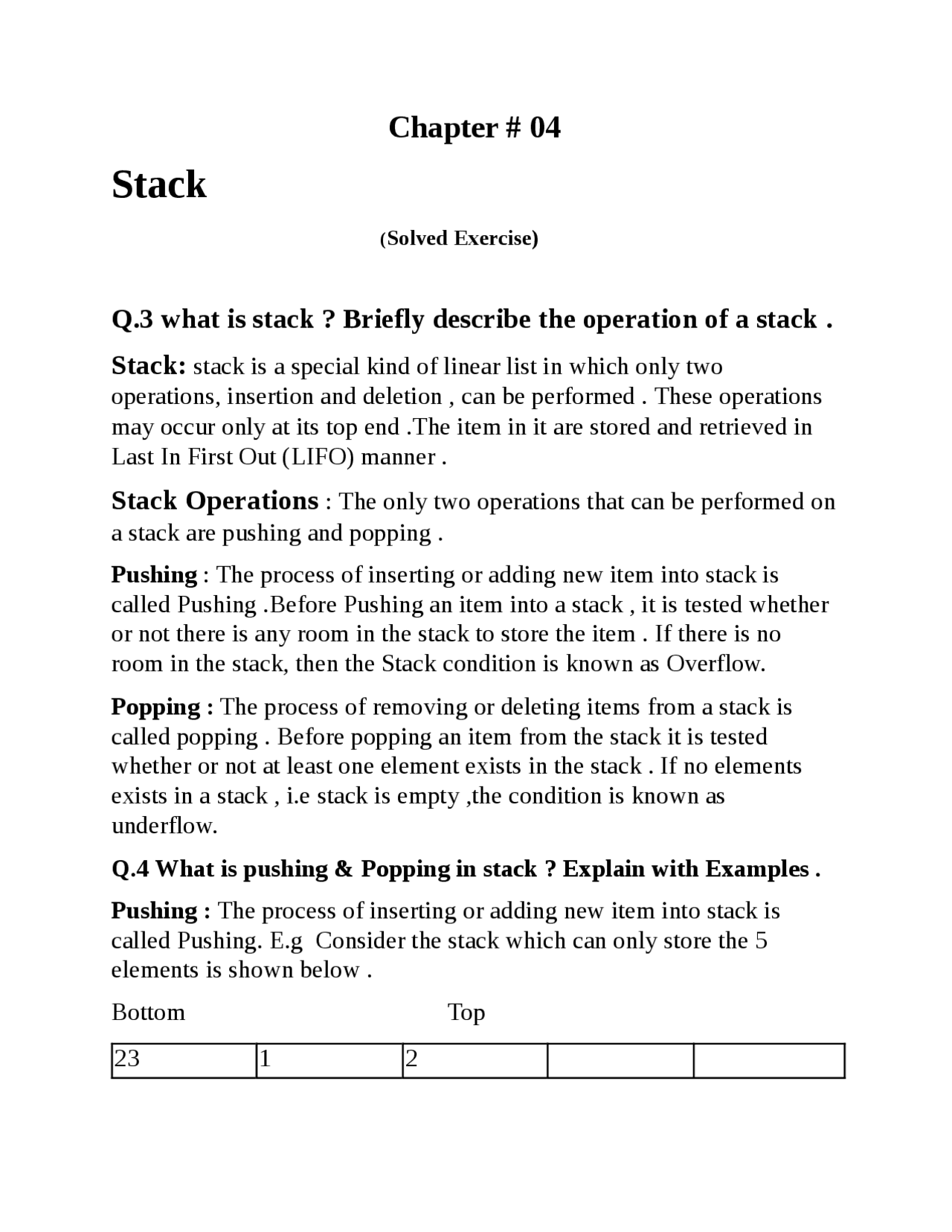 Solved Exercise Of Chap 04 Of Data Structure In C Aikman Series Exercises Data