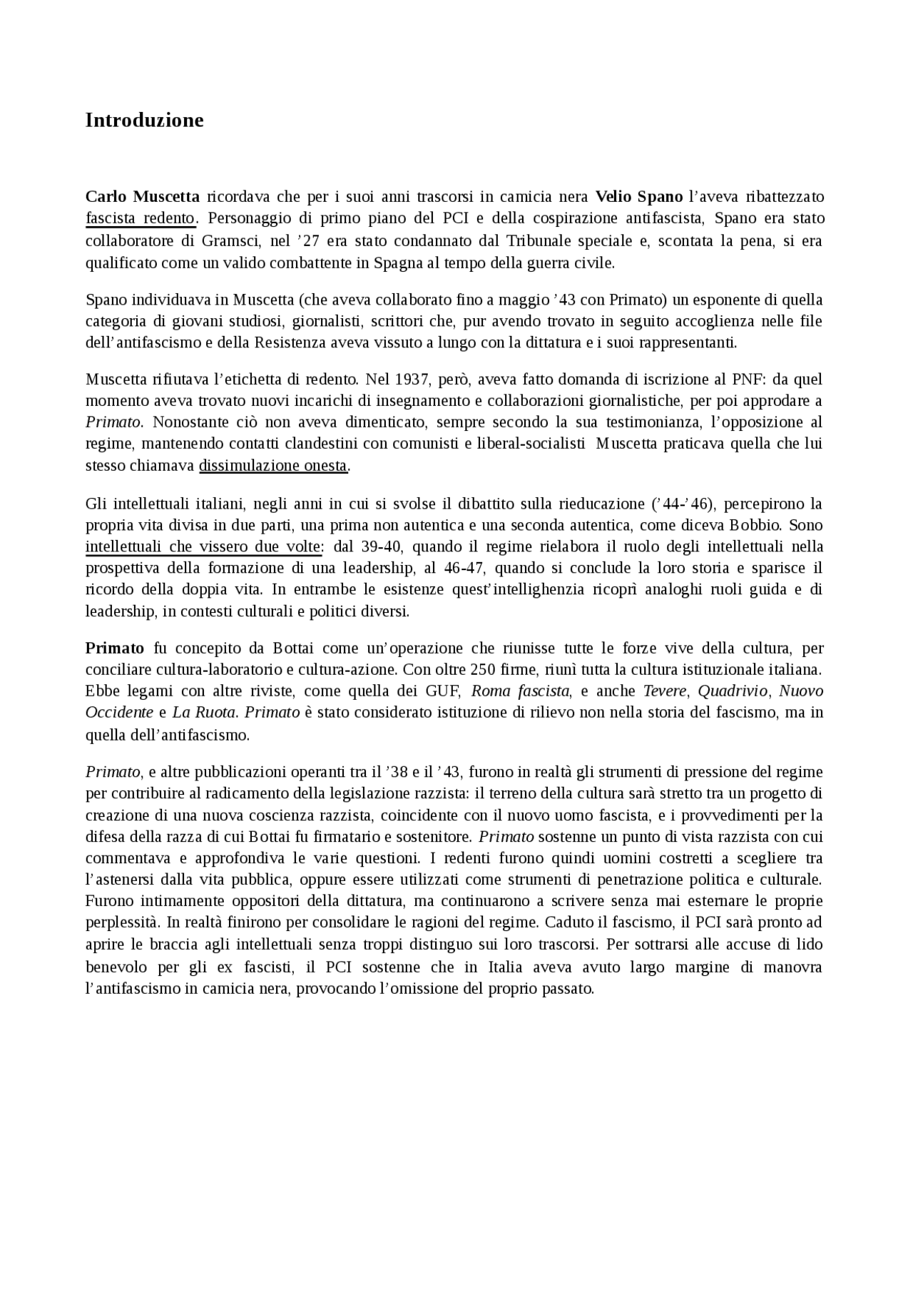 I Redenti Gli Intellettuali Che Vissero Due Volte 1938 1948 Docsity