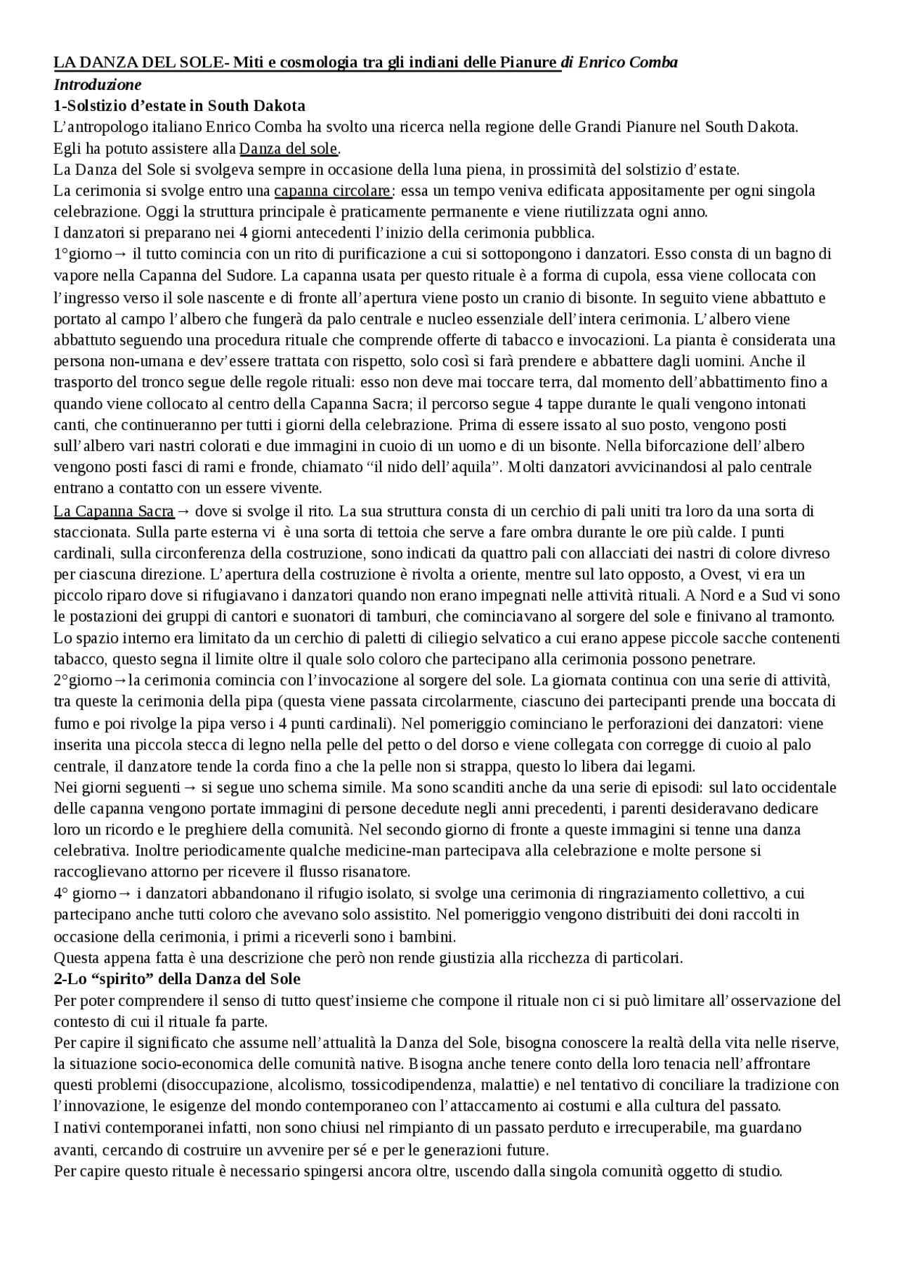 La Danza Del Sole Di Enrico Comba Docsity