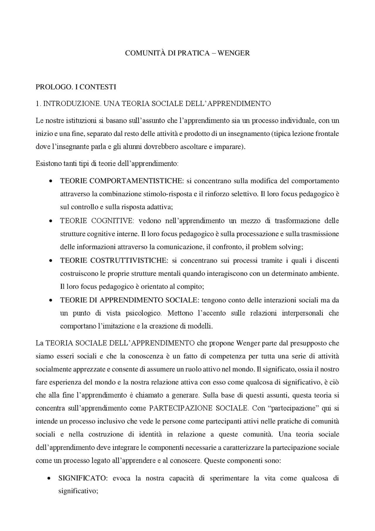 Comunità Di Pratica Wenger Docsity